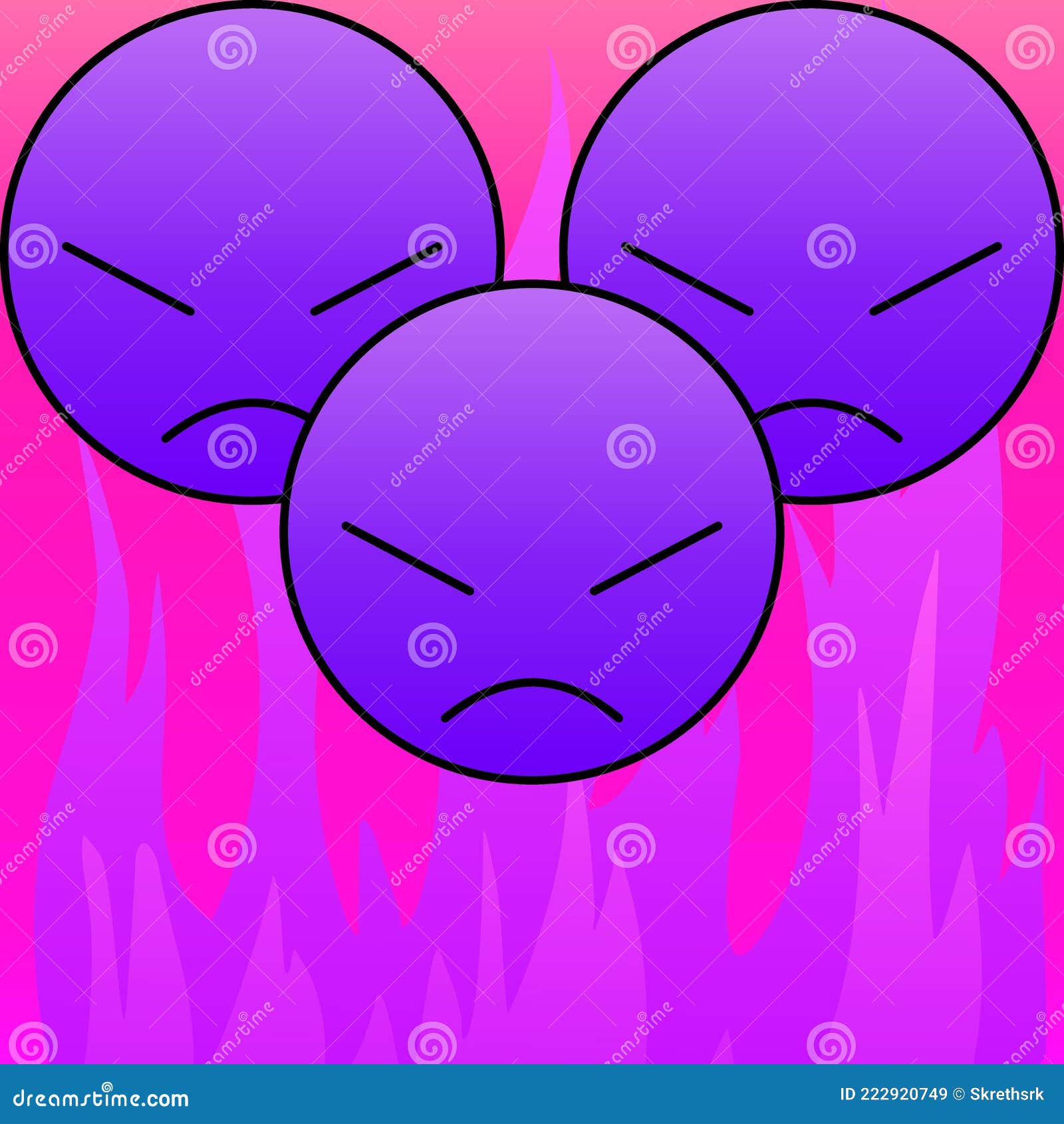 Angry Face in Purple with Fire 04 Stock Vector - Illustration of ...