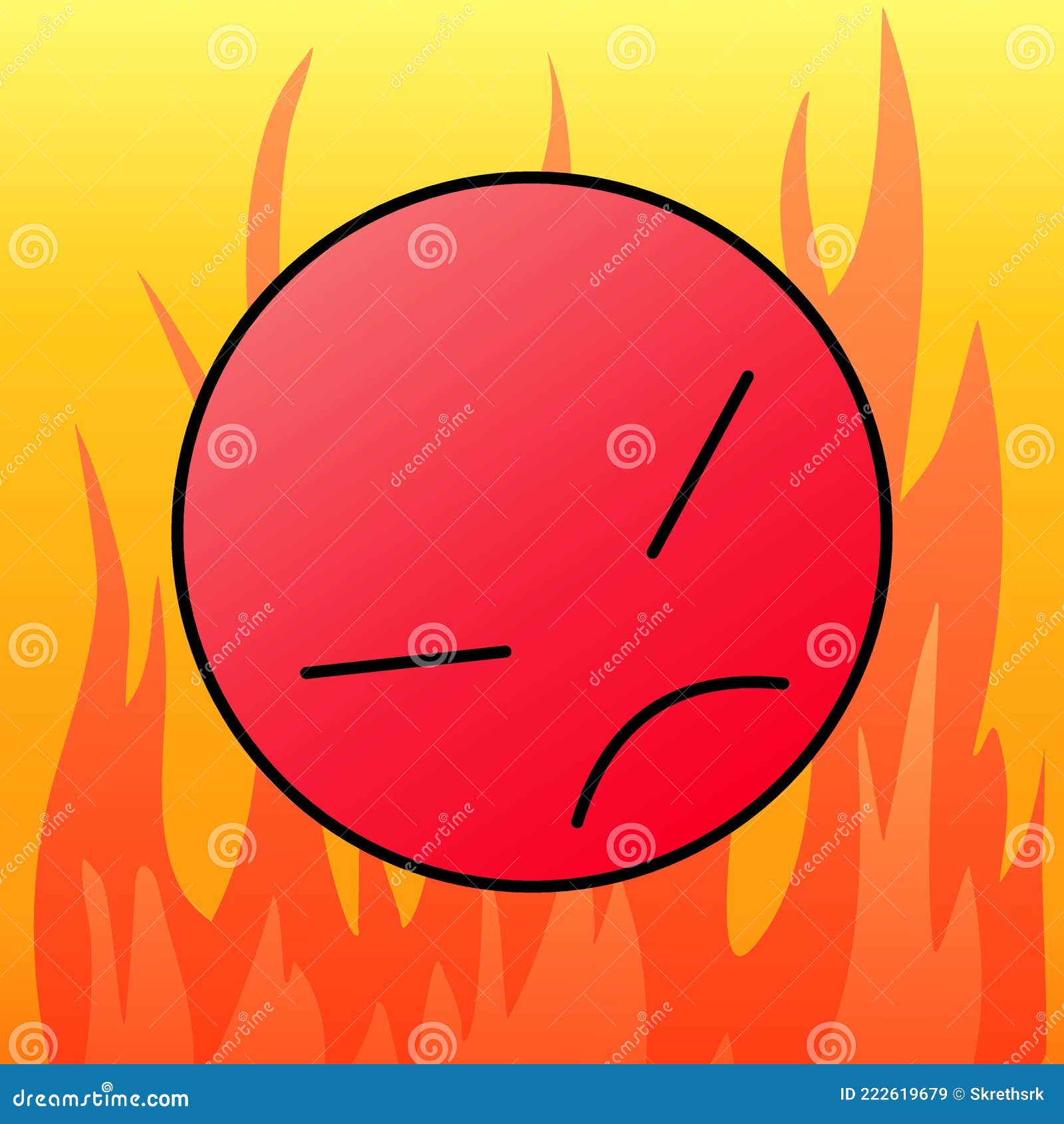 Angry Face in Red with Fire 02 Stock Vector - Illustration of cross ...
