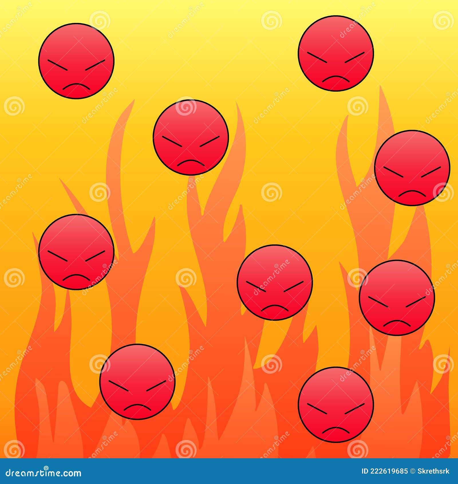 Angry Face in Red with Fire 03 Stock Vector - Illustration of face ...