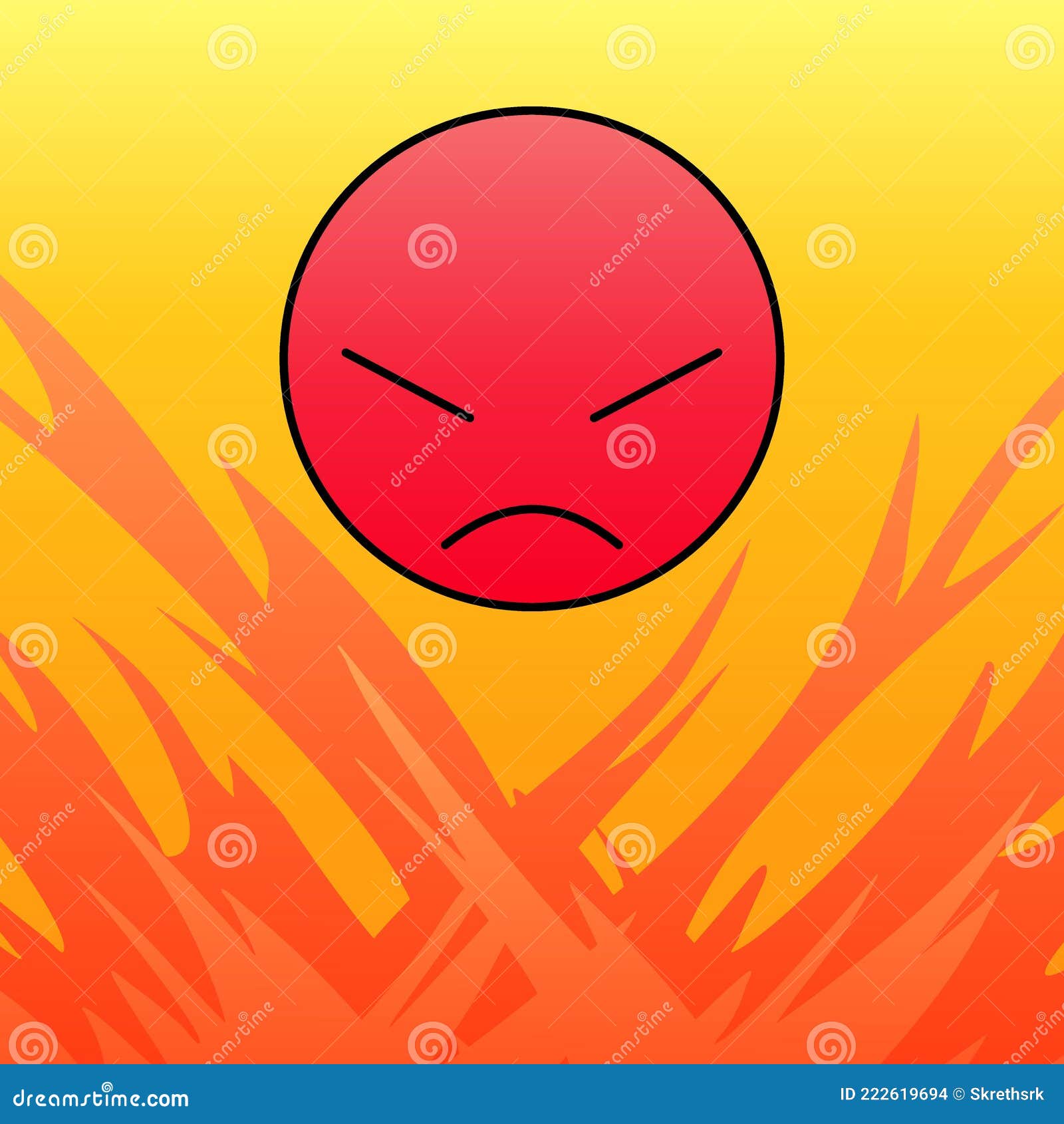 Angry Face in Red with Fire 06 Stock Vector - Illustration of feeling ...