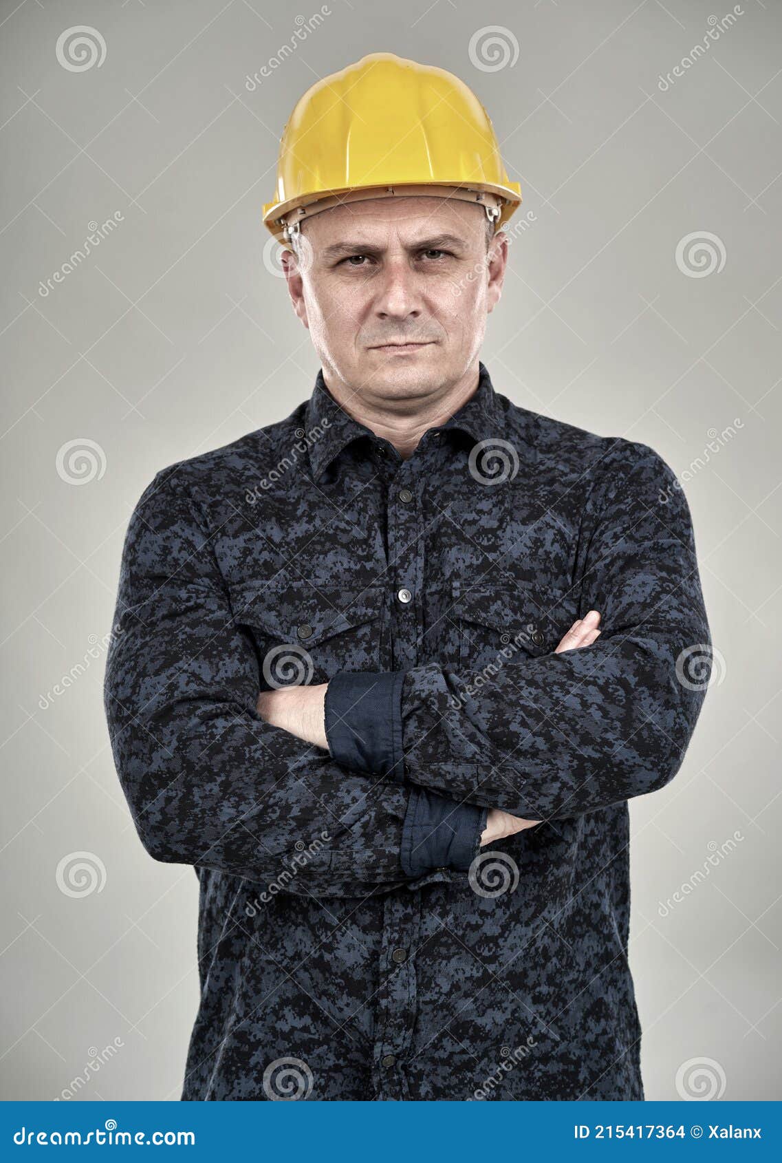 Angry Engineer with Arms Folded Stock Photo - Image of engineer, adult ...