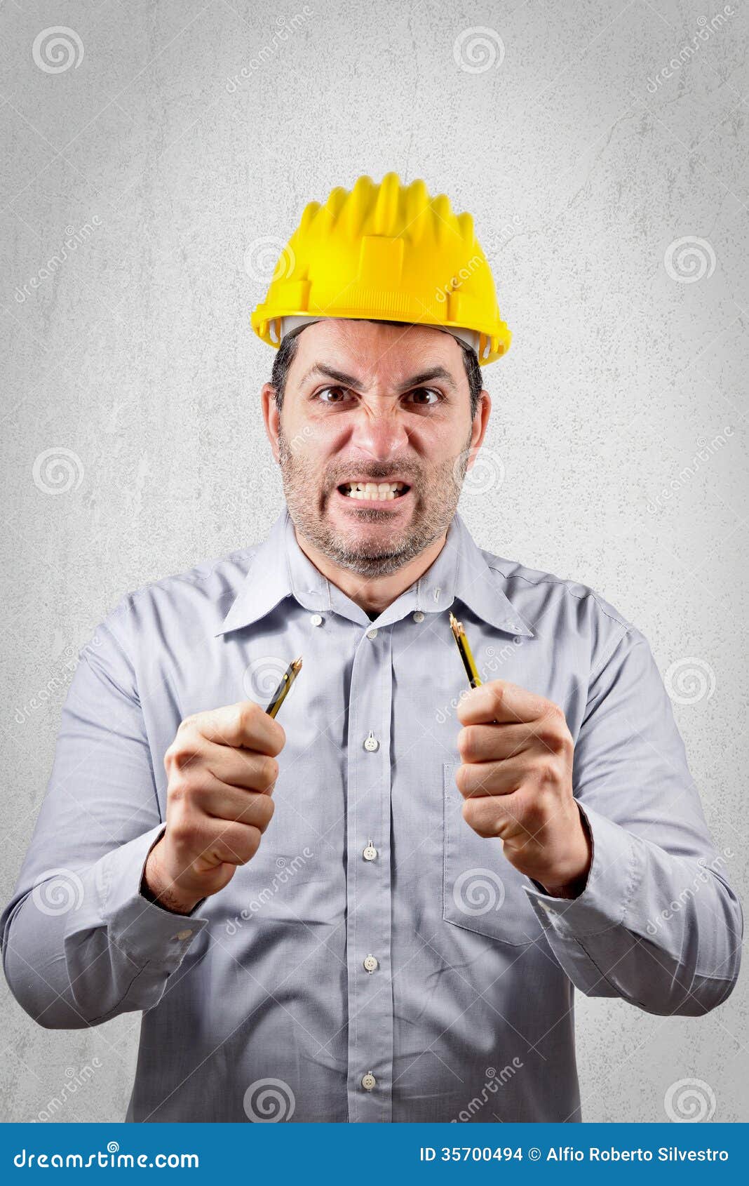 Angry Engineer Break a Pencil with His Hands Stock Photo - Image of ...