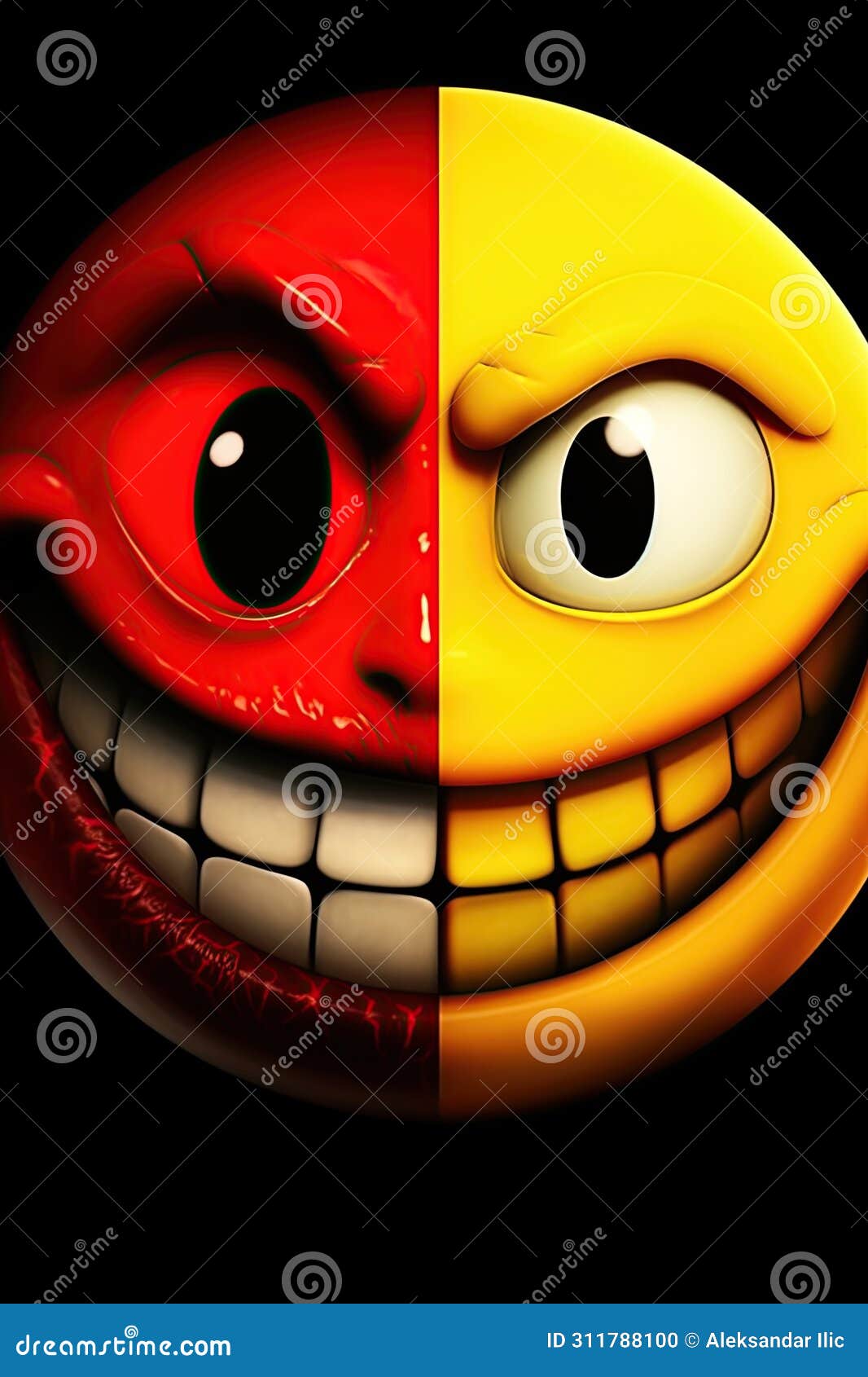 Old Man With Angry Evil Horror Expression On Face, Close Up On Black ...