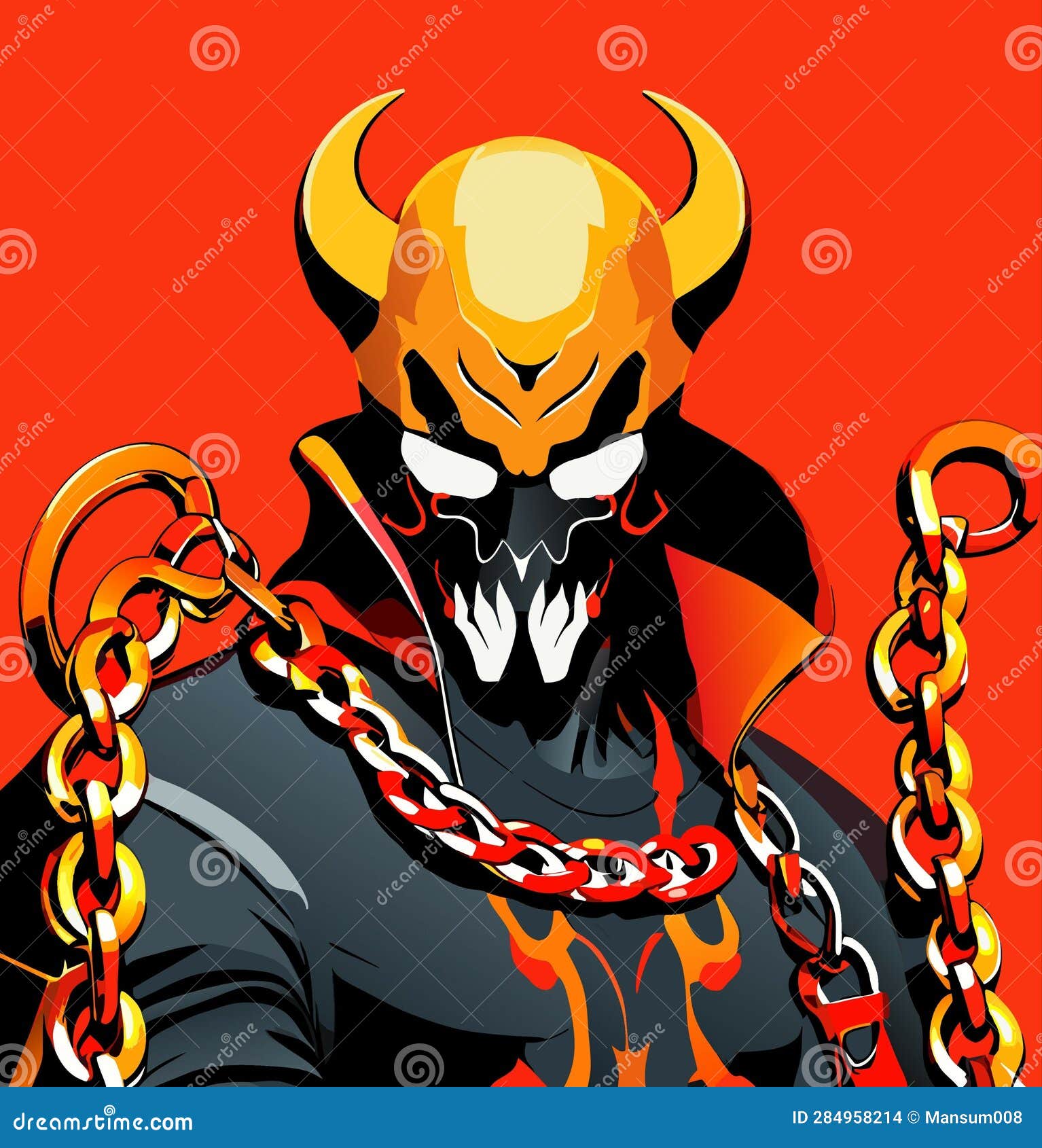 Angry Evil Monster with Flame in the Hell Stock Illustration ...