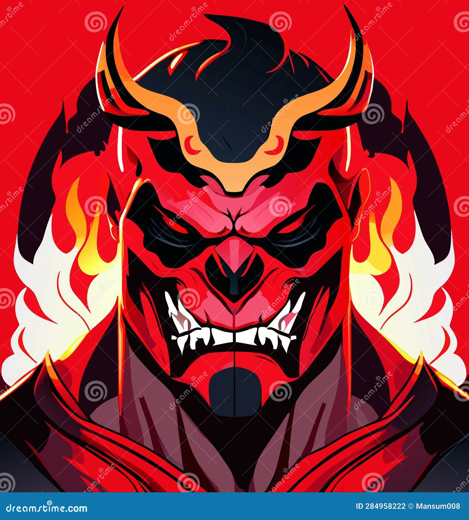 Angry Evil Monster with Flame in the Hell Stock Illustration ...