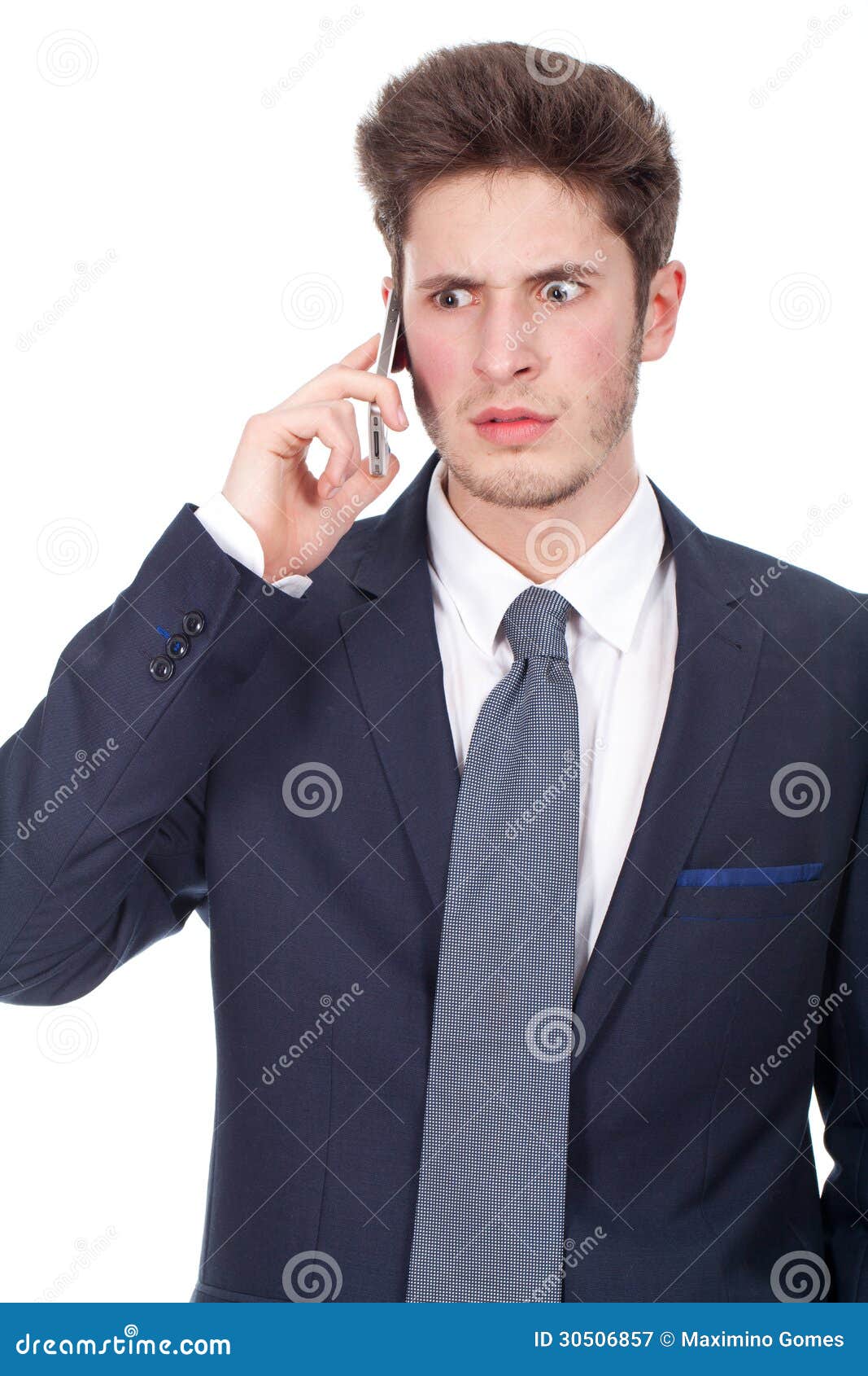 Angry Executive Man Using Cellphone Stock Image - Image of expression ...