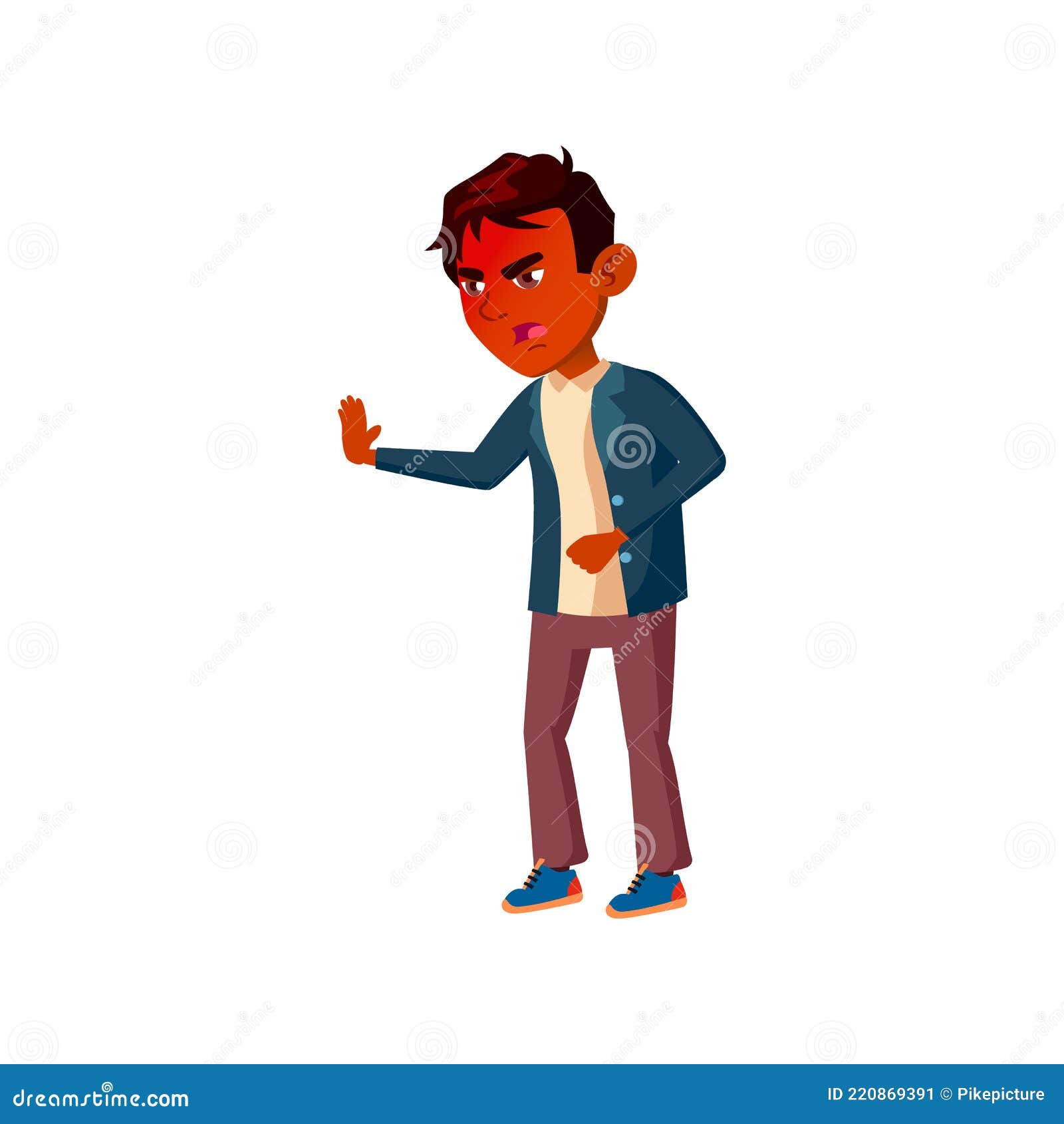 Angry Expression Boy Refusing And Screaming Cartoon Vector ...