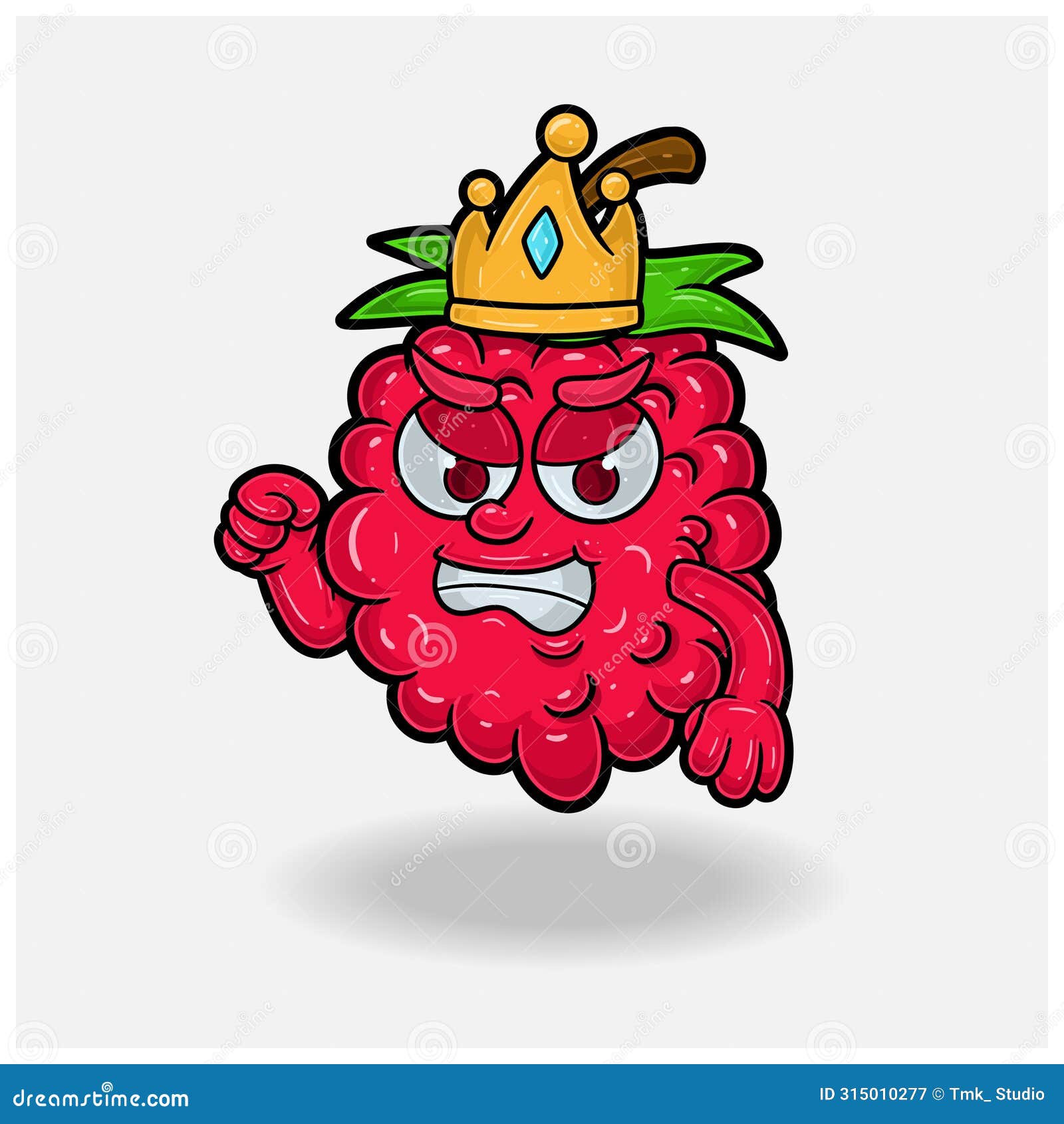 Angry Expression with Raspberry Fruit Crown Mascot Character Cartoon ...