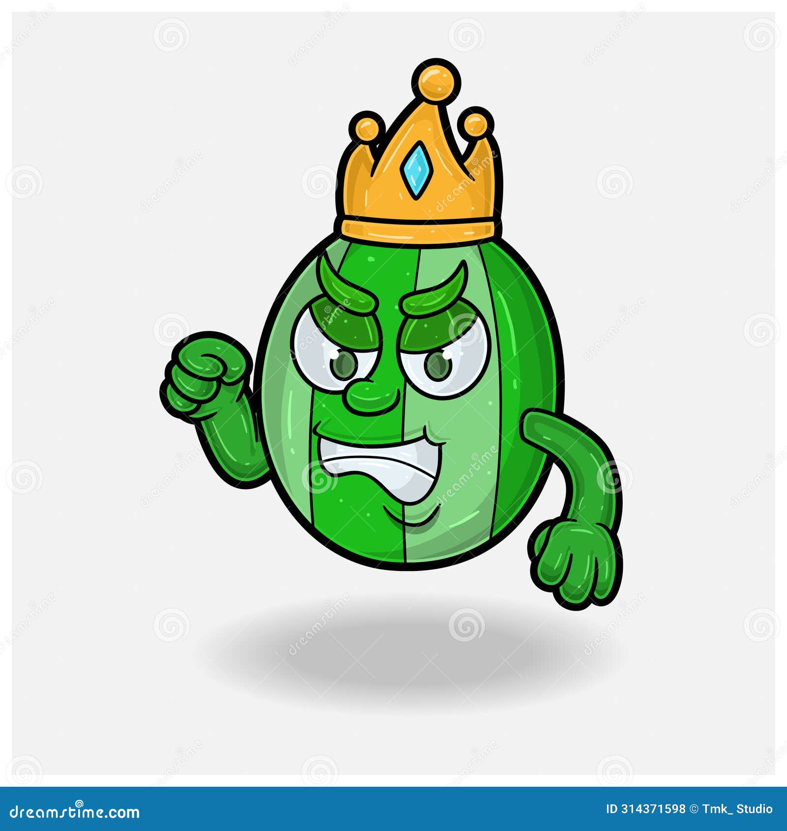 Angry Expression with Watermelon Fruit Crown Mascot Character Cartoon ...