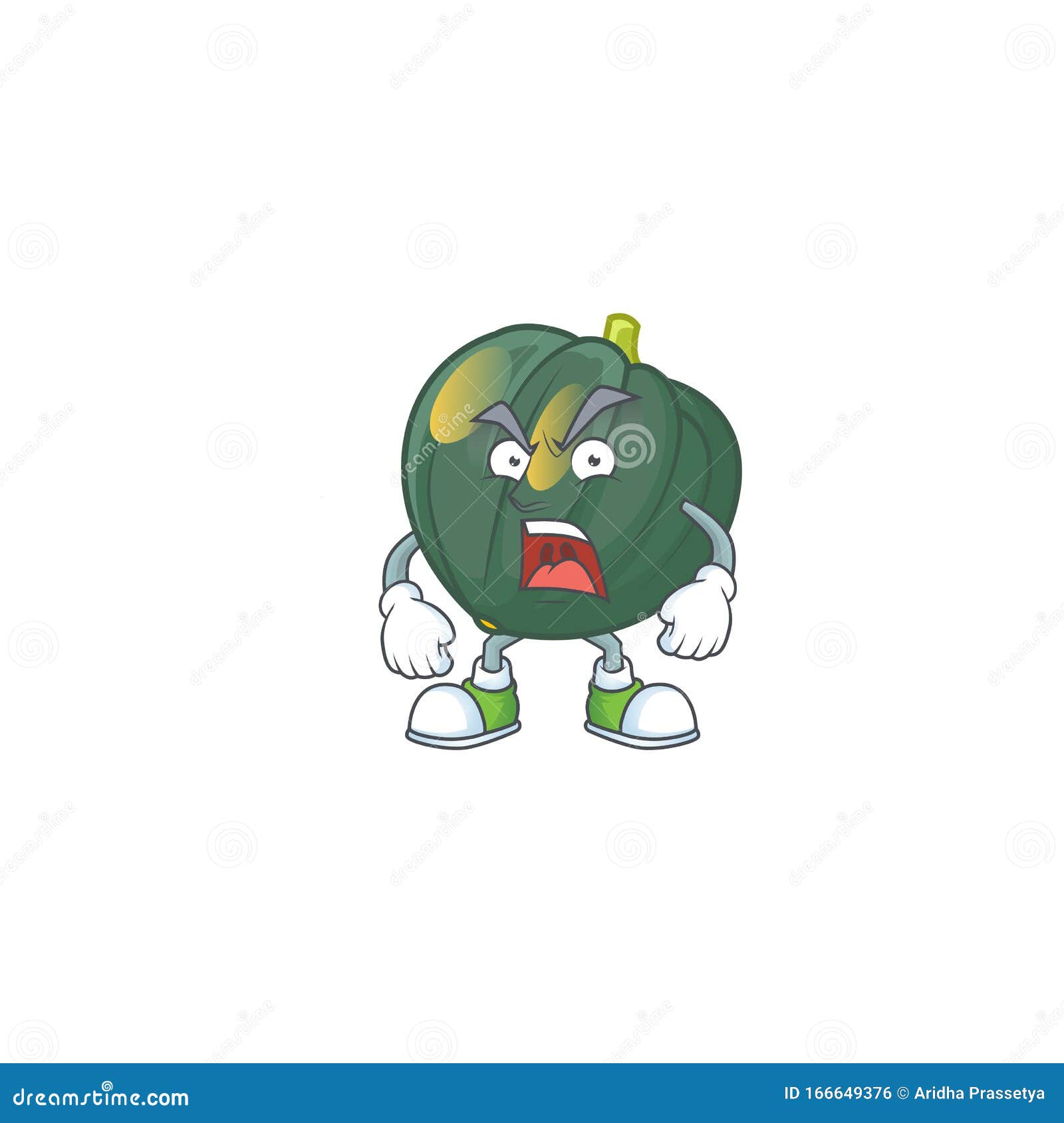 Angry Face of Acorn Squash Cartoon Character Style Stock Vector ...
