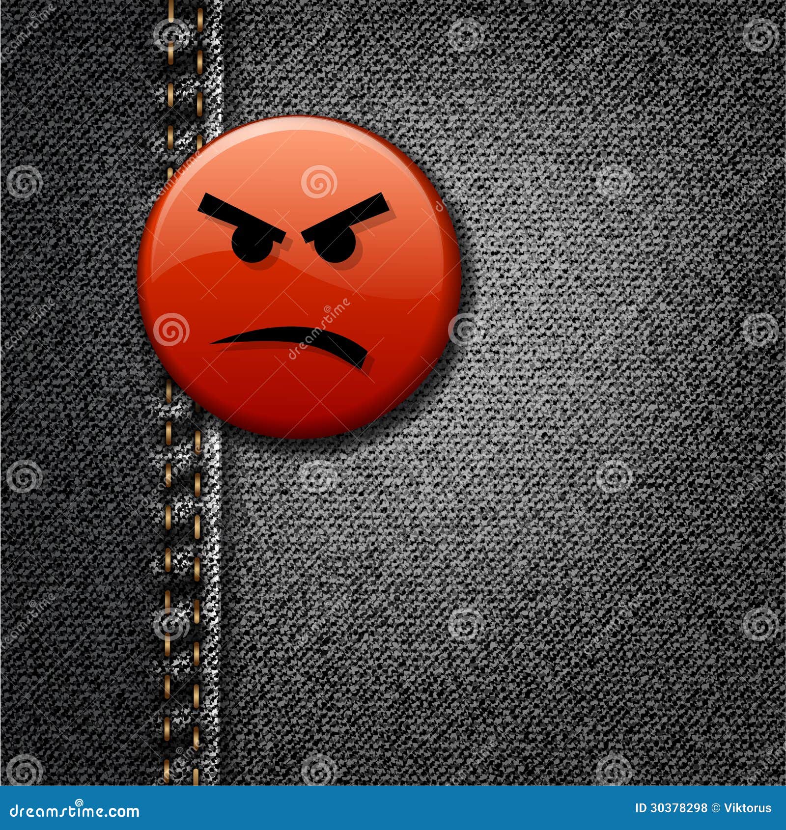 Angry Face Badge on Black Denim Stock Vector - Illustration of unhappy ...