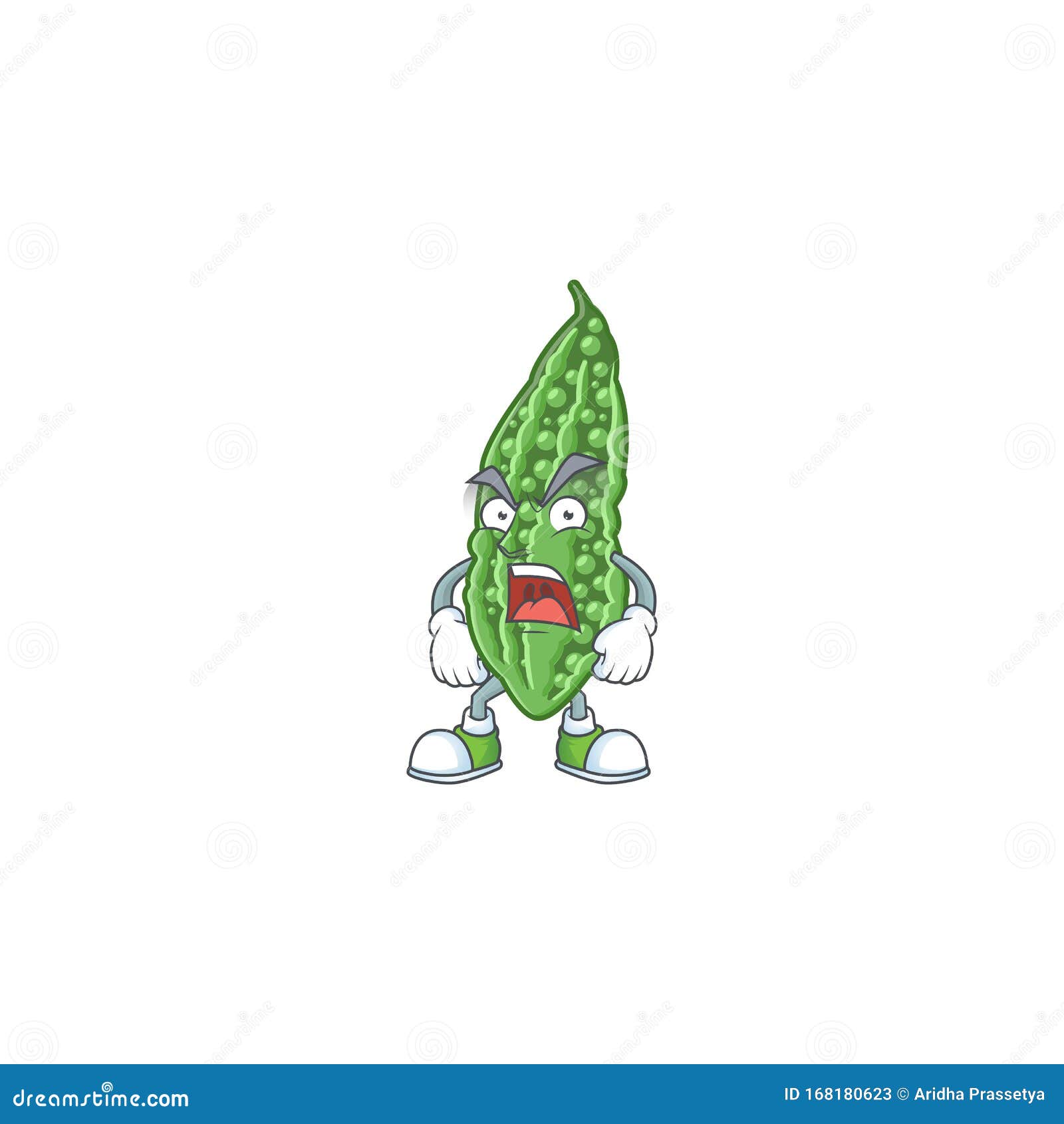 Angry Face of Bitter Melon Cartoon Character Style Stock Vector ...