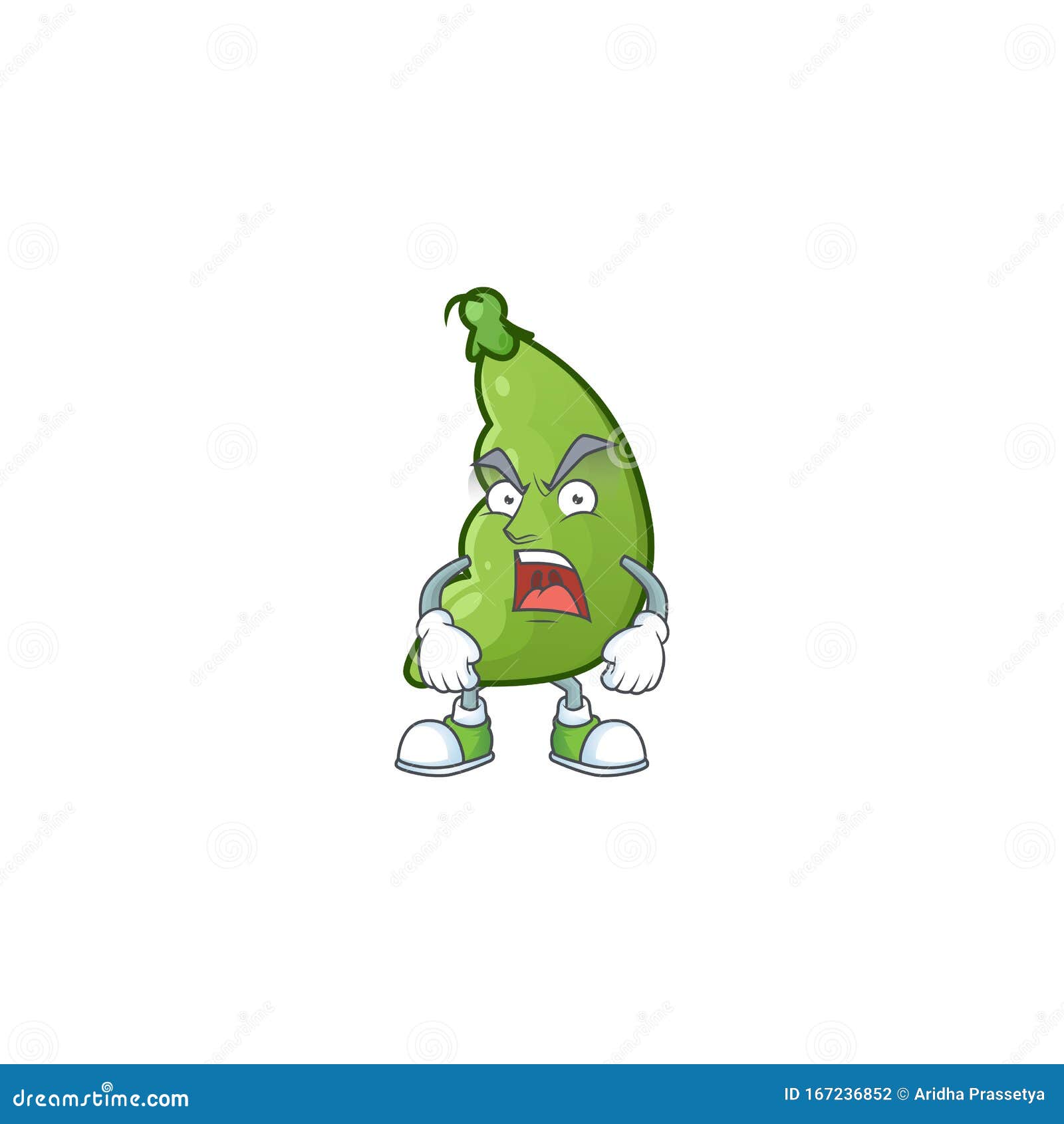 Angry Face of Broad Beans Cartoon Character Style Stock Vector ...