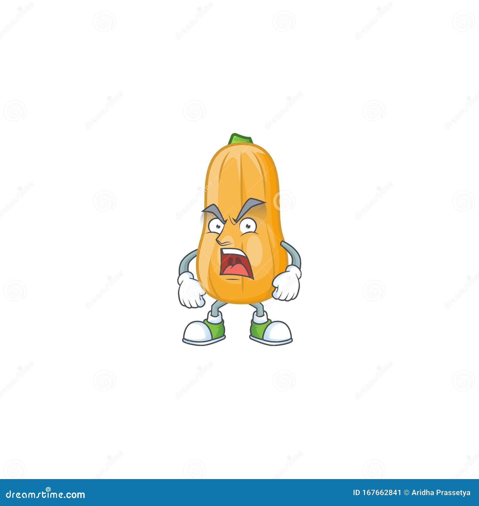Angry Face of Butternut Squash Cartoon Character Style Stock Vector ...