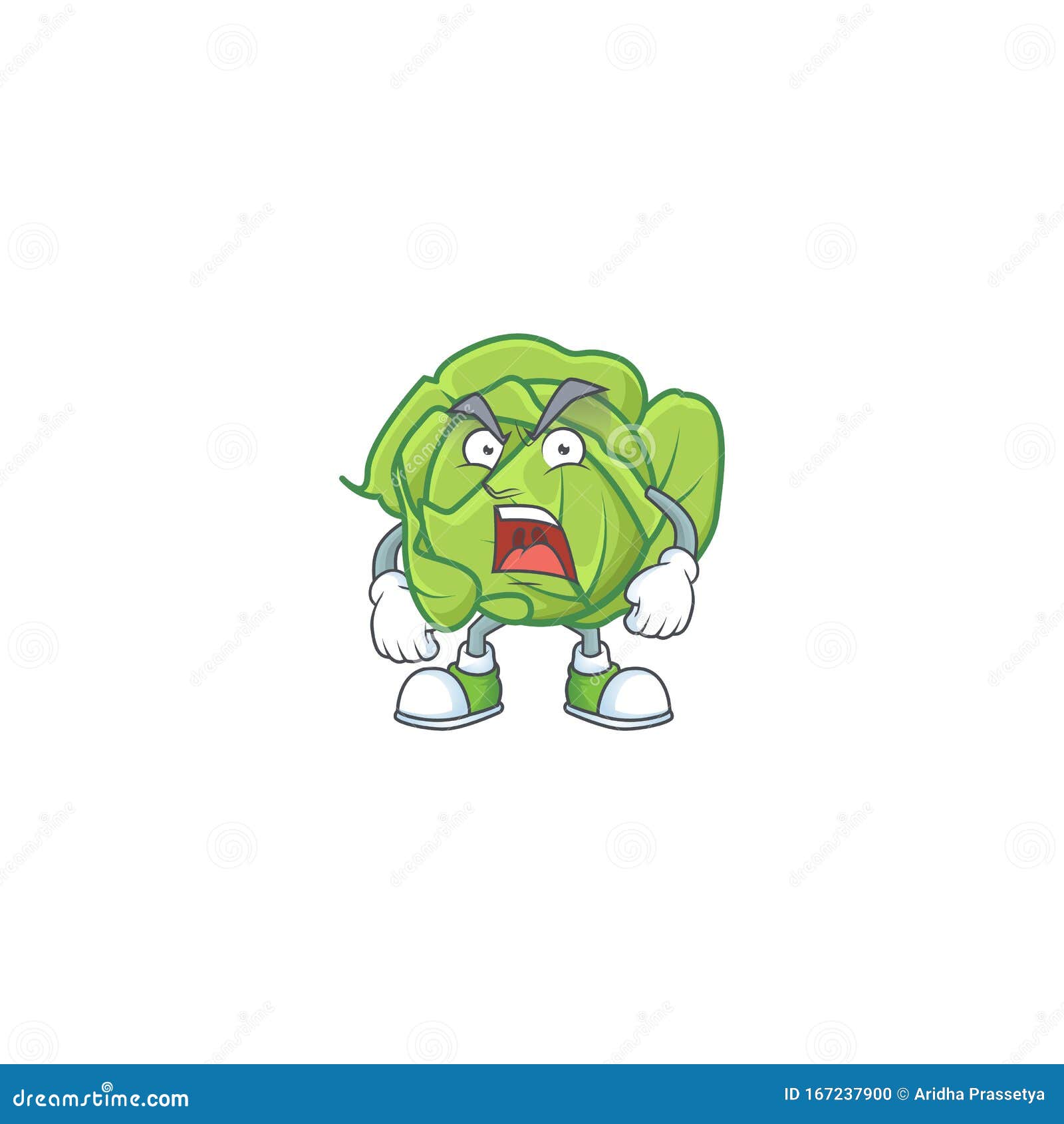 Angry Face of Cabbage Cartoon Character Style Stock Vector ...