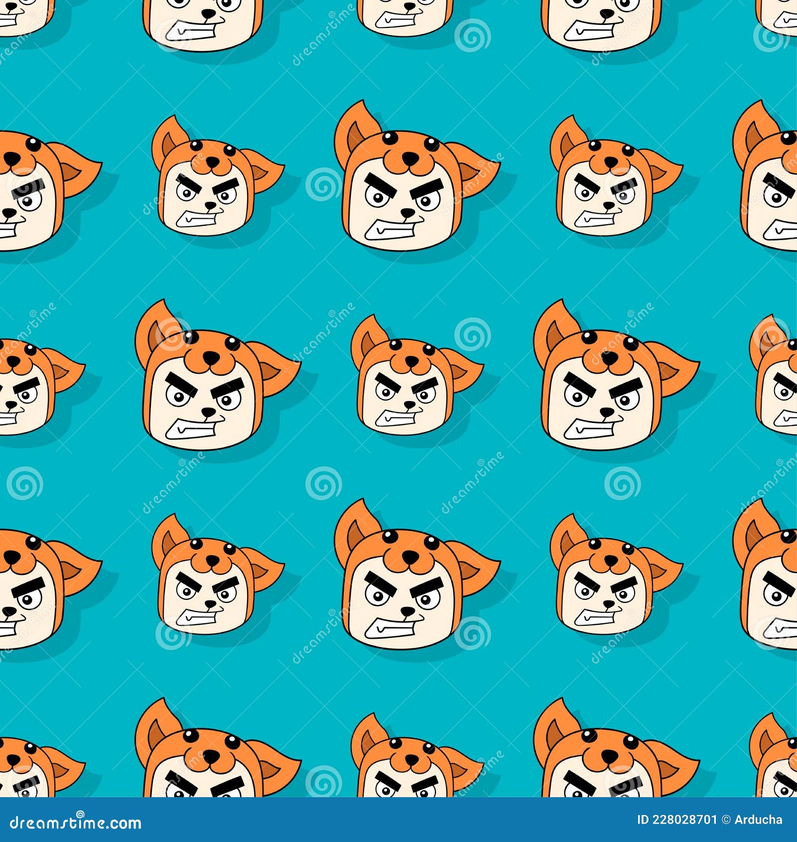 Angry Face Cat Seamless Repeat Pattern. Background Illustration Stock ...