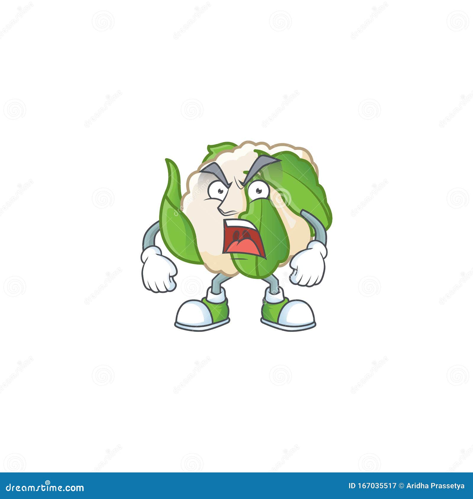 Angry Face of Cauliflower Cartoon Character Style Stock Vector ...