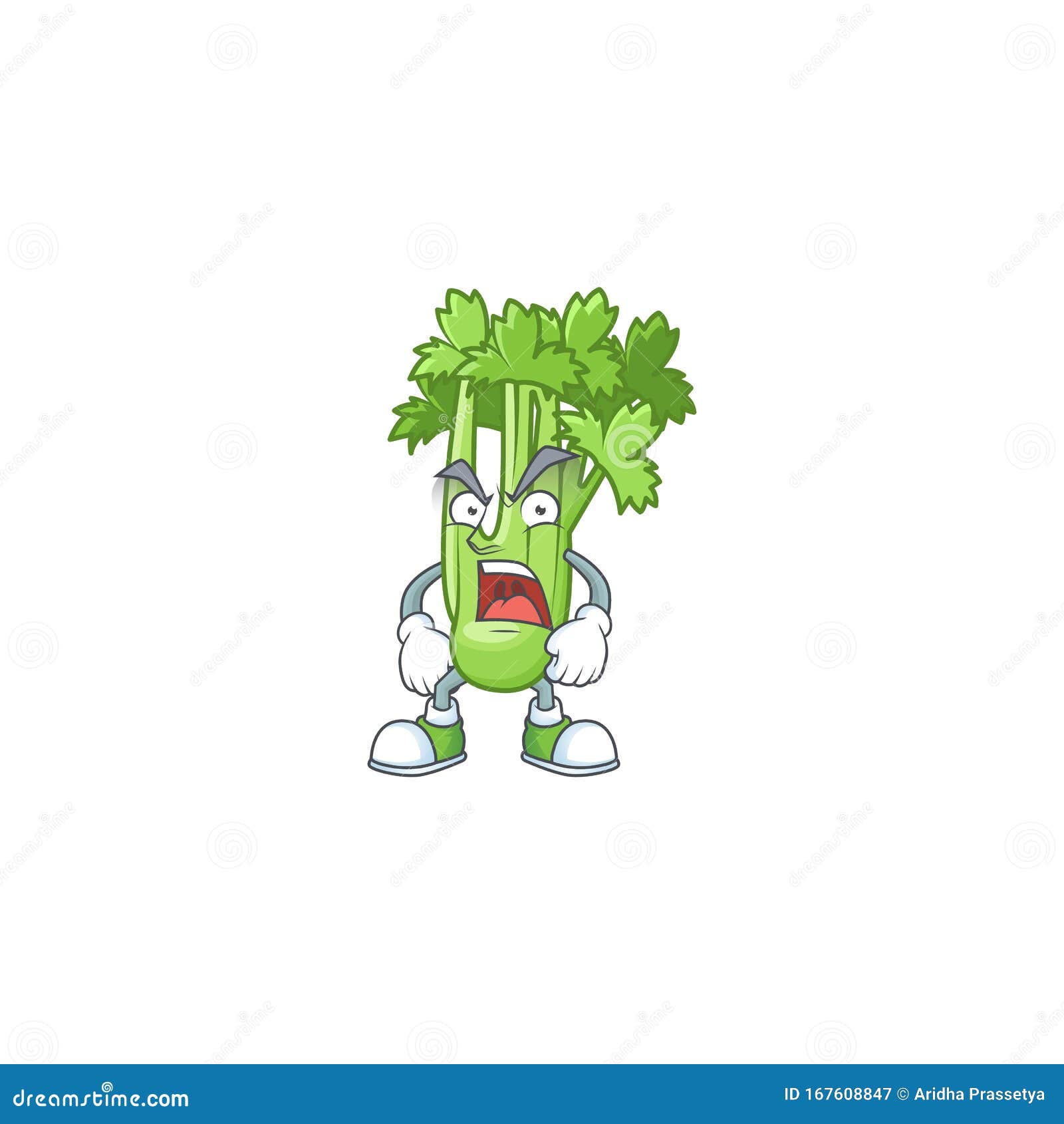 Angry Face of Celery Plant Cartoon Character Style Stock Vector ...