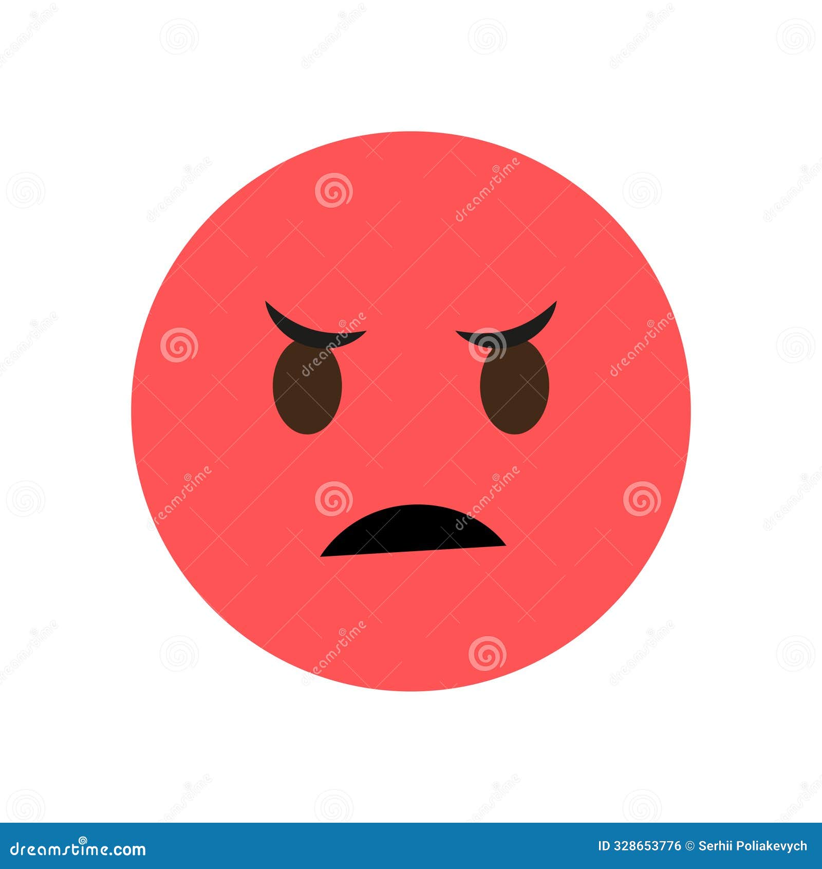 Angry Face Emoji. Red Round Emoticon. Expressive Angry Eyes Stock ...