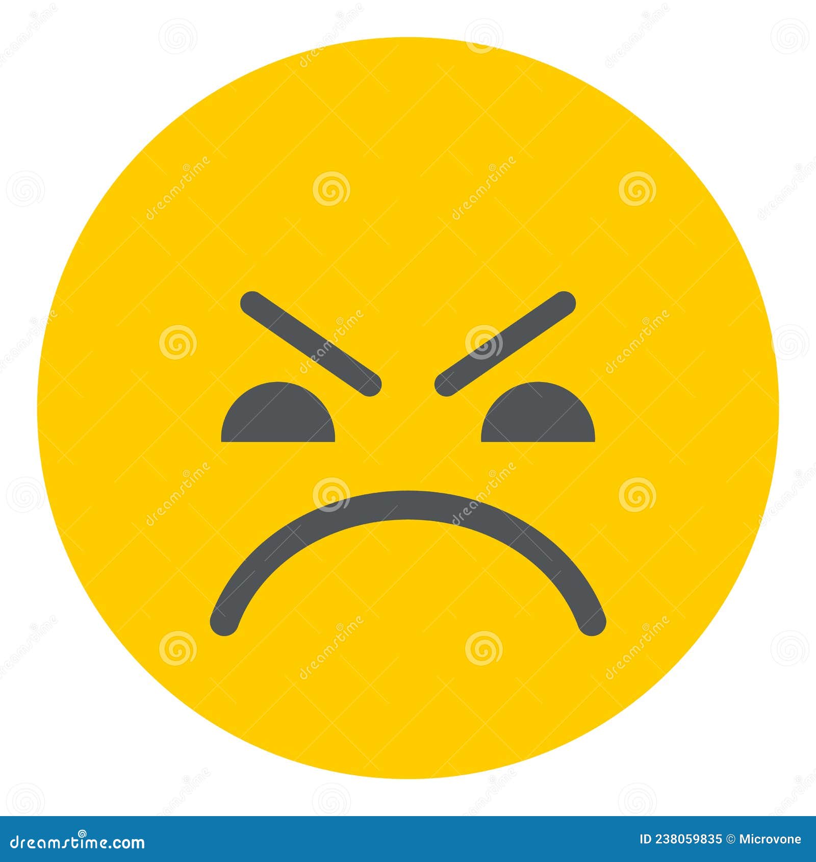 Angry Face Expression in Simple Flat Style. Grumpy Emoji Stock Vector ...