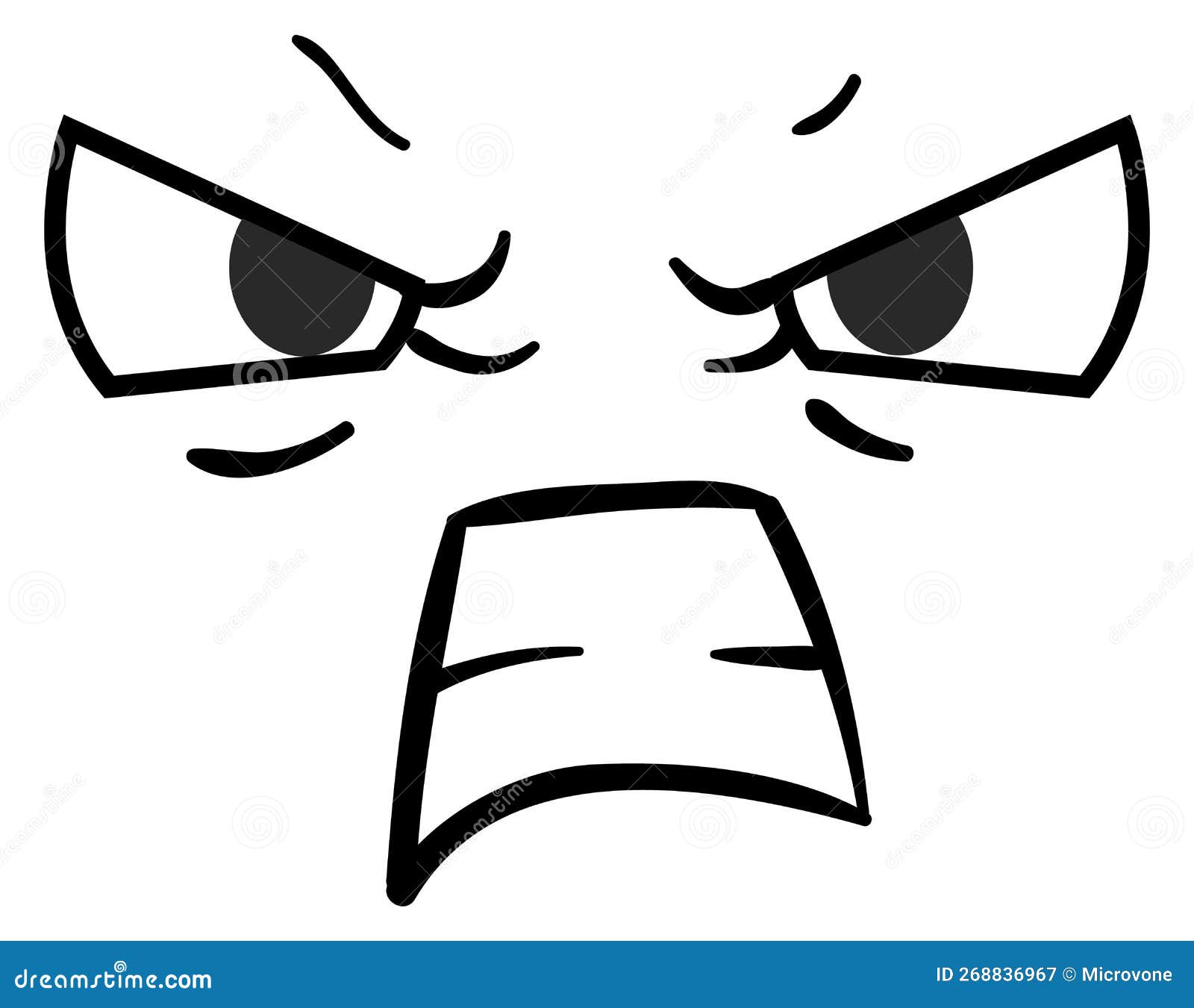 Angry Face. Facial Rage Expression in Retro Comic Style Stock Vector ...