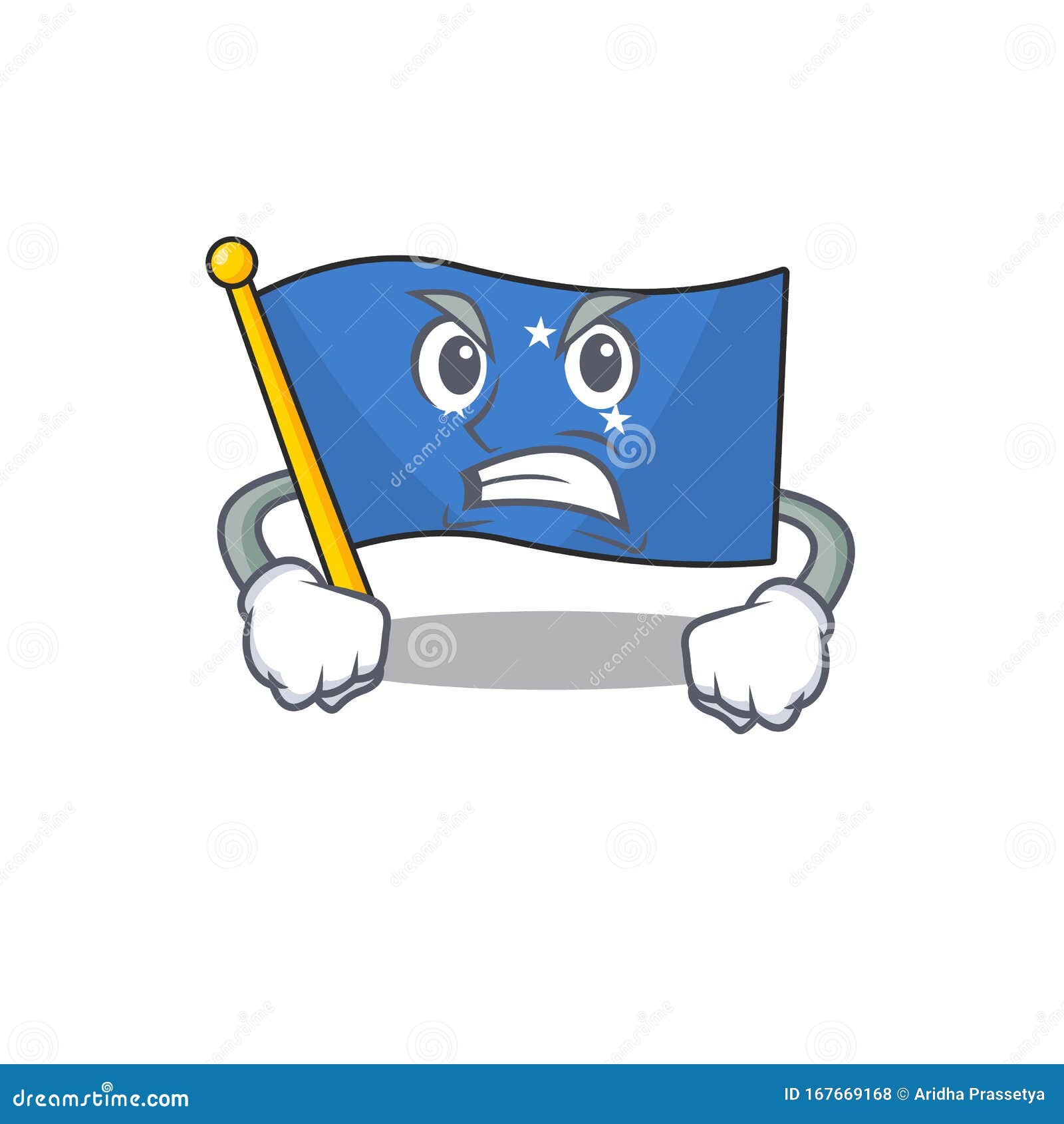 Angry Face Flag Micronesia Scroll Cartoon Character Design Stock Vector ...