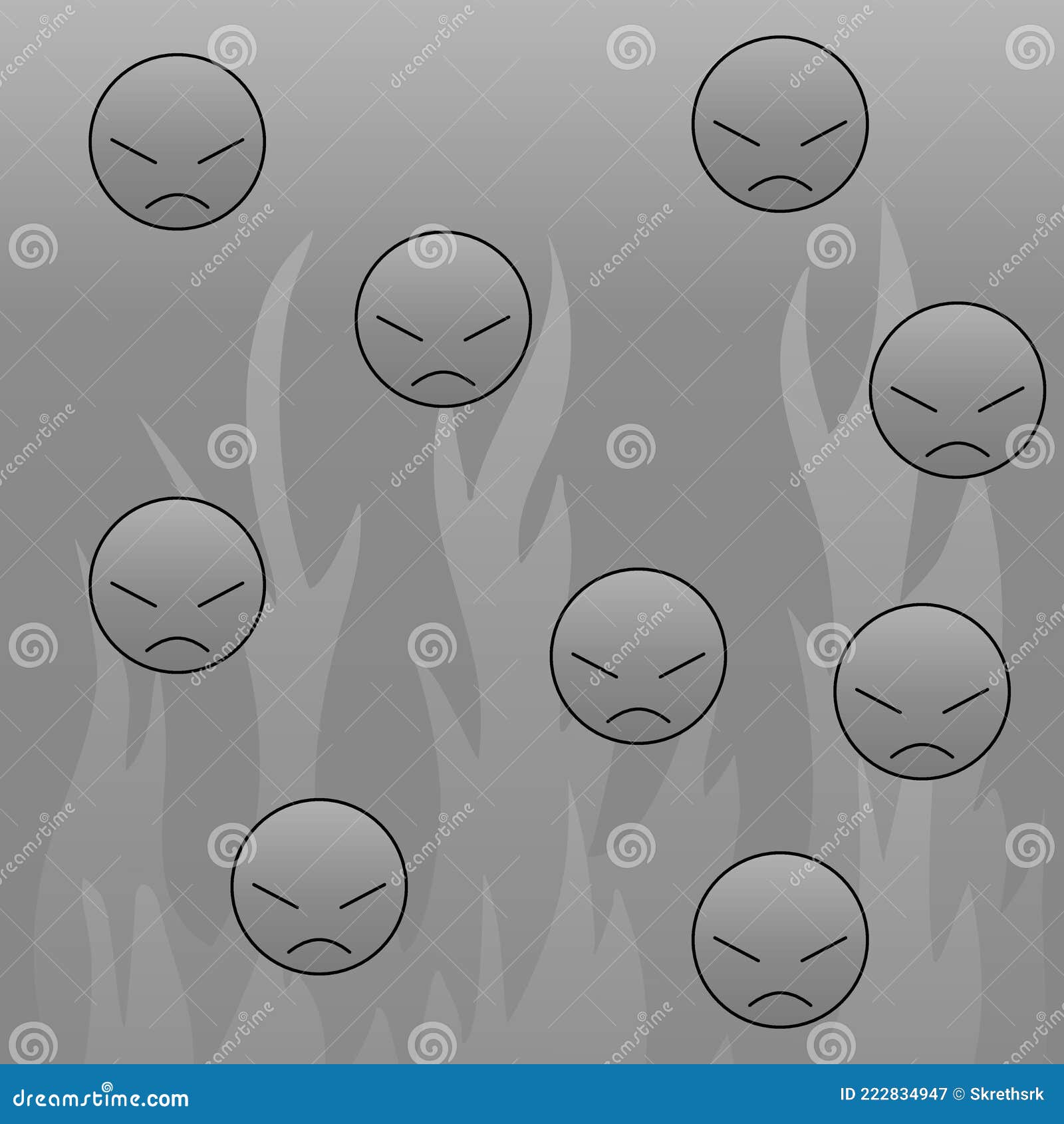 Angry Face in Grayscale with Fire 03 Stock Vector - Illustration of ...