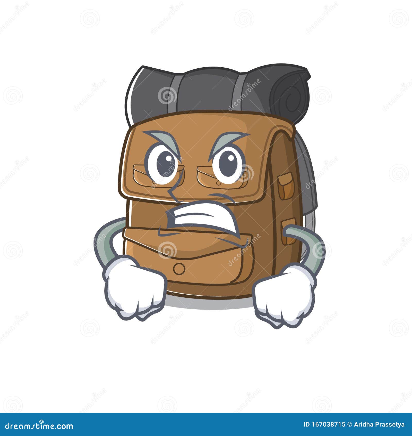 Angry Face Hiking Backpack Scroll Cartoon Character Design Stock Vector ...