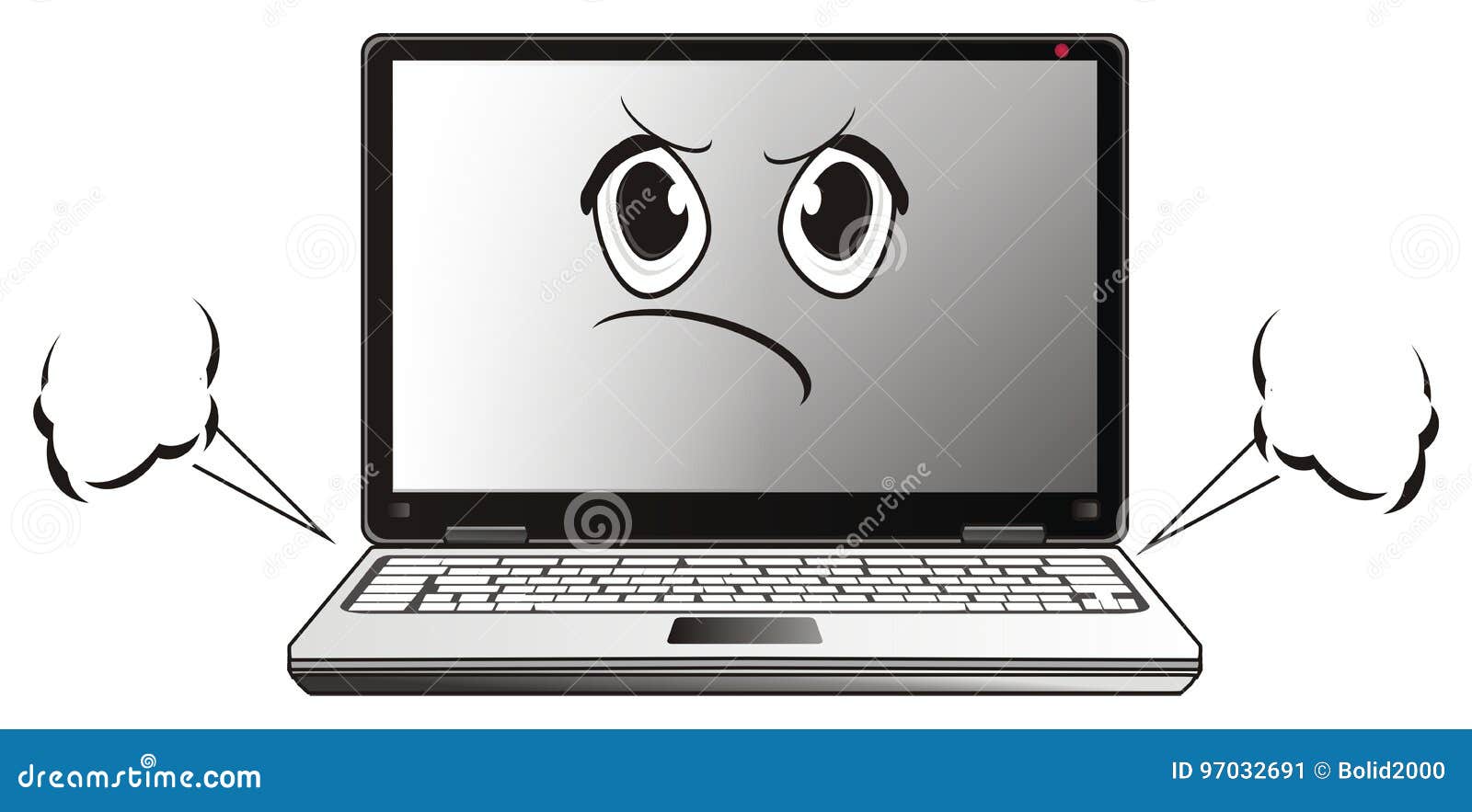 Angry face of laptop stock illustration. Illustration of metal - 97032691