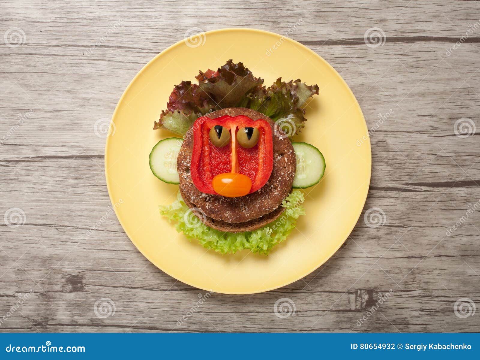 Angry Face Made of Bread and Vegetables Stock Photo - Image of meal ...