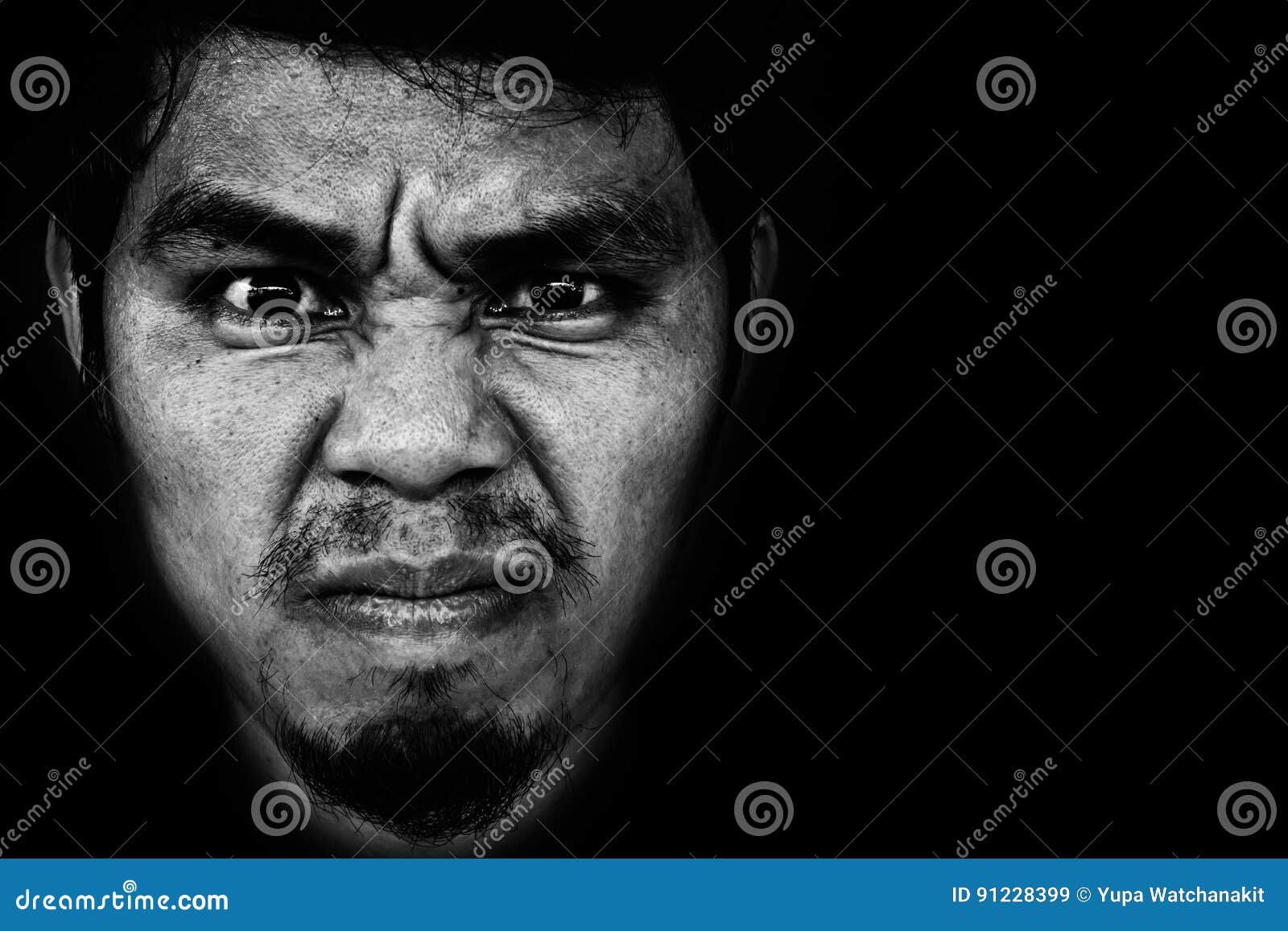 Angry Face of Man on Black Background Stock Image - Image of expression ...