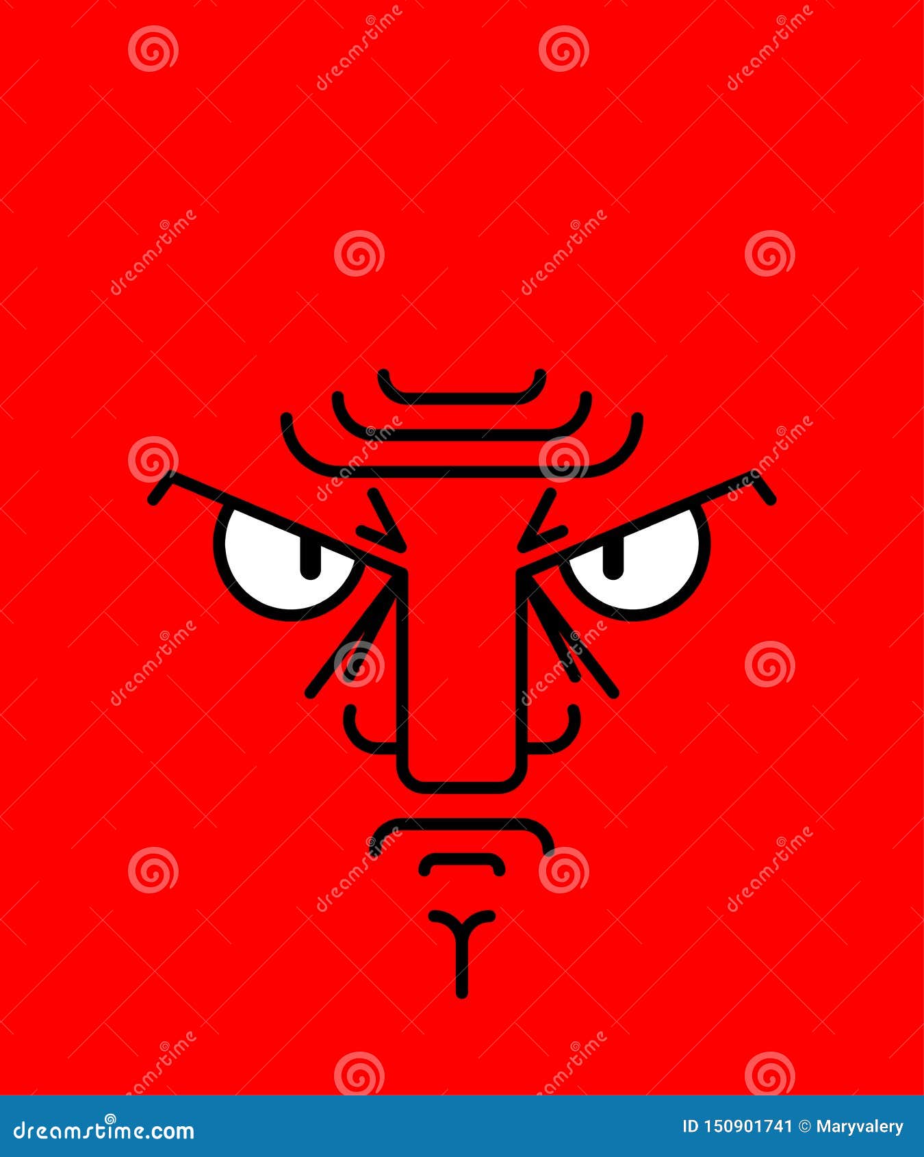 Angry Face Red. Evil Emotion Stock Vector - Illustration of comic ...