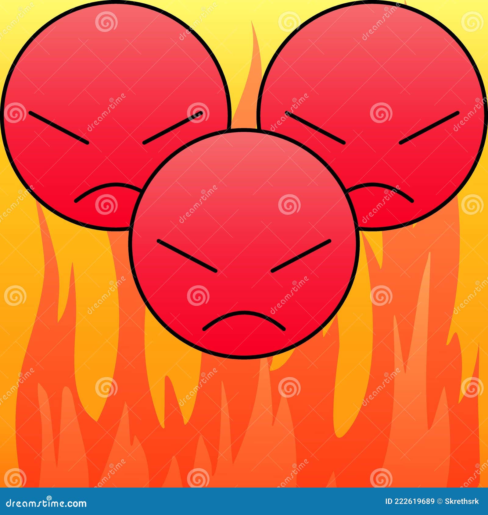 Angry Face in Red with Fire 04 Stock Vector - Illustration of character ...