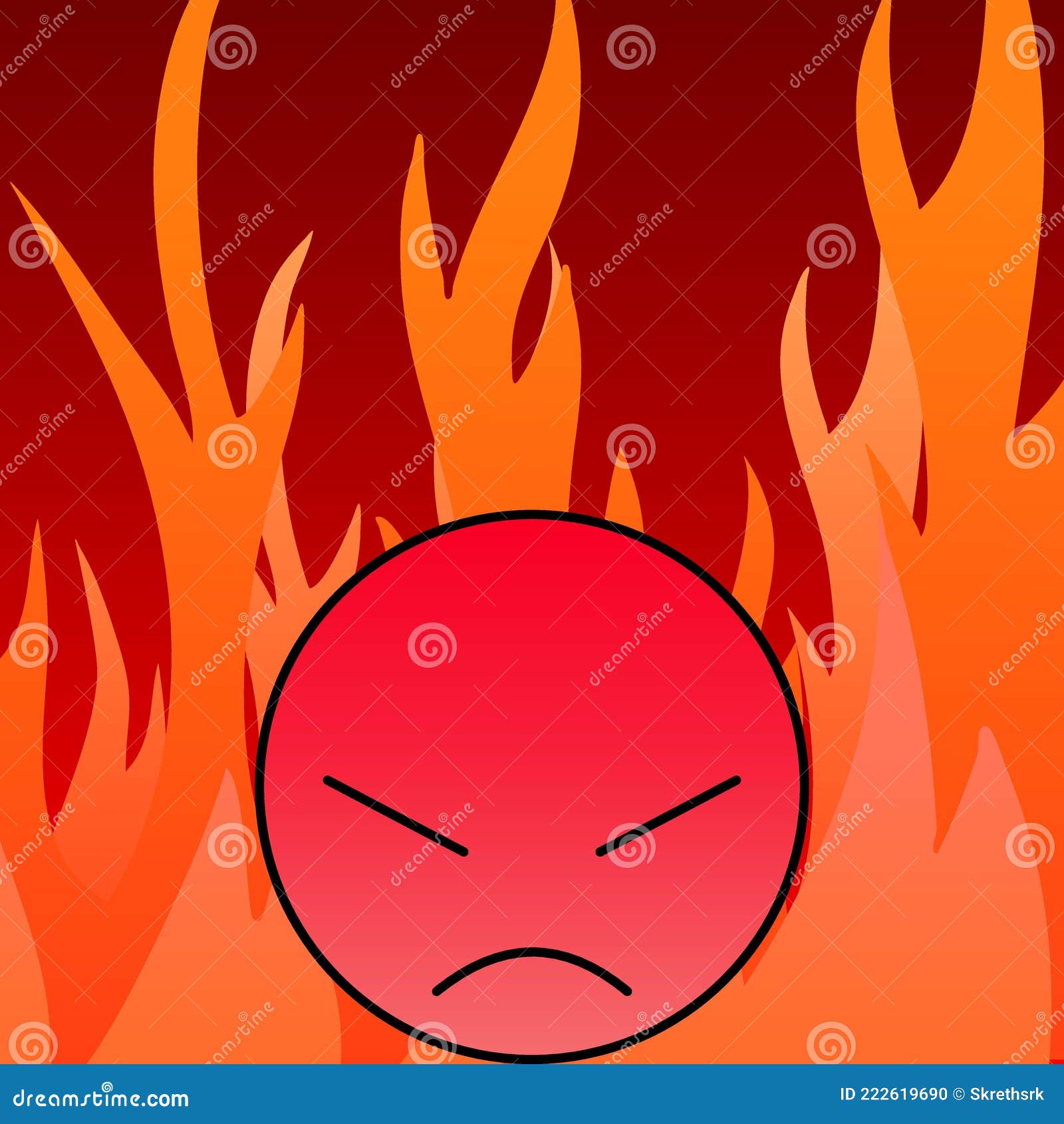 Angry Face in Red with Fire 05 Stock Vector - Illustration of face ...