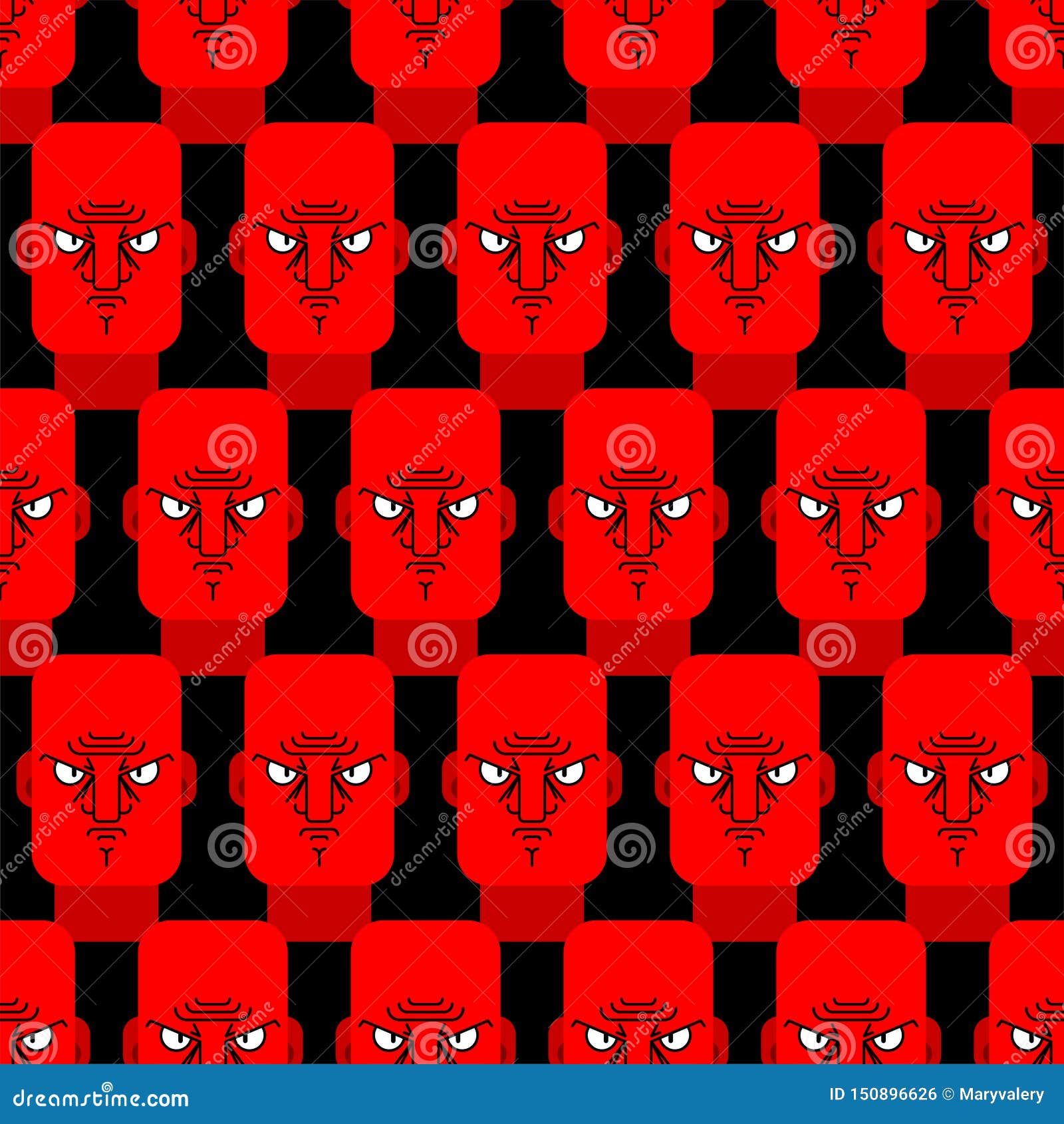 Angry Face Red Pattern Seamless. Evil Emotion Background Stock Vector ...