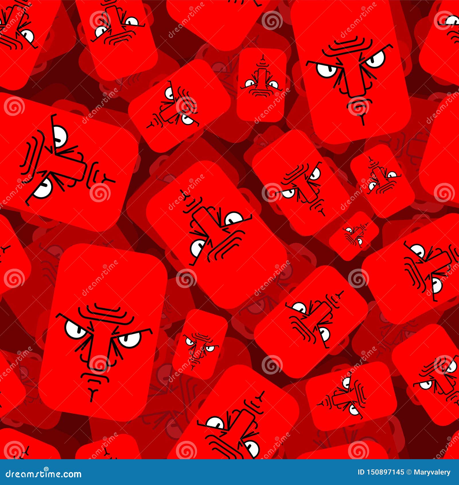 Angry Face Red Pattern Seamless. Evil Emotion Background Stock Vector ...