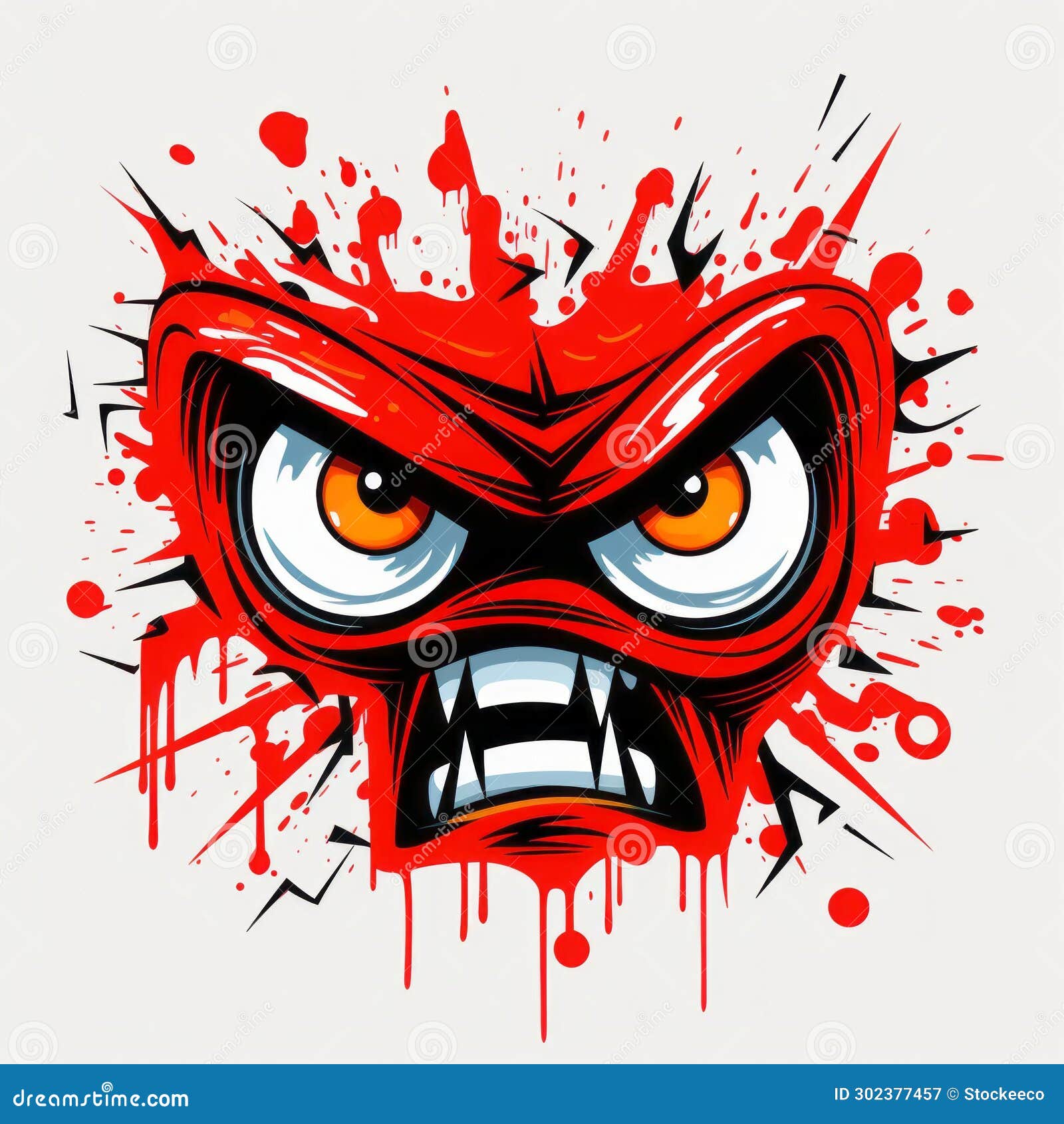 Angry Face in Red Splats Vector - Graffiti-inspired Illustrations Stock ...