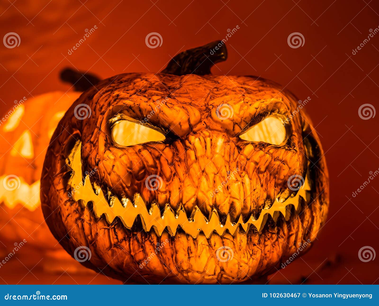The Angry Face with the Sharp Teeth of the Orange Scary Pumpkin Stock ...