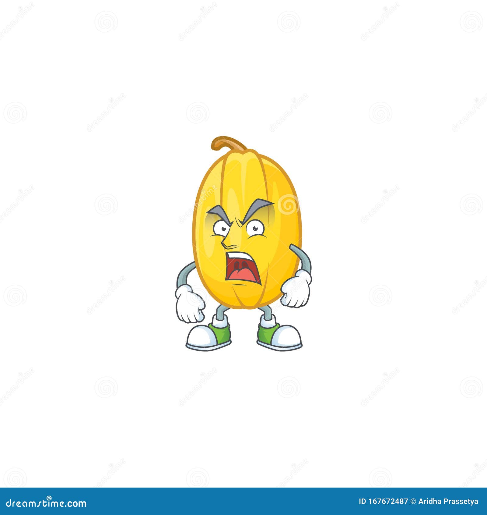 Angry Face of Spaghetti Squash Cartoon Character Style Stock Vector ...