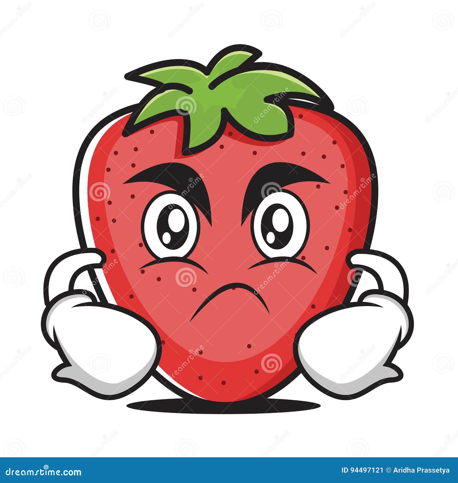 Angry Face Strawberry Cartoon Character Stock Vector - Illustration of ...