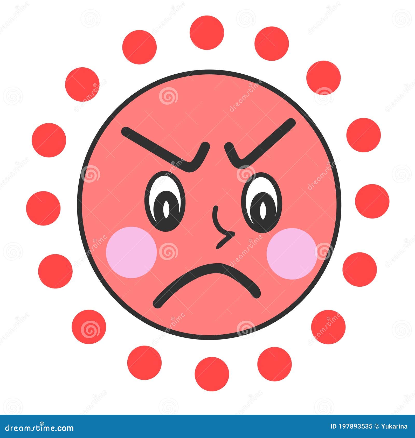 Angry face sun icon stock illustration. Illustration of expression ...