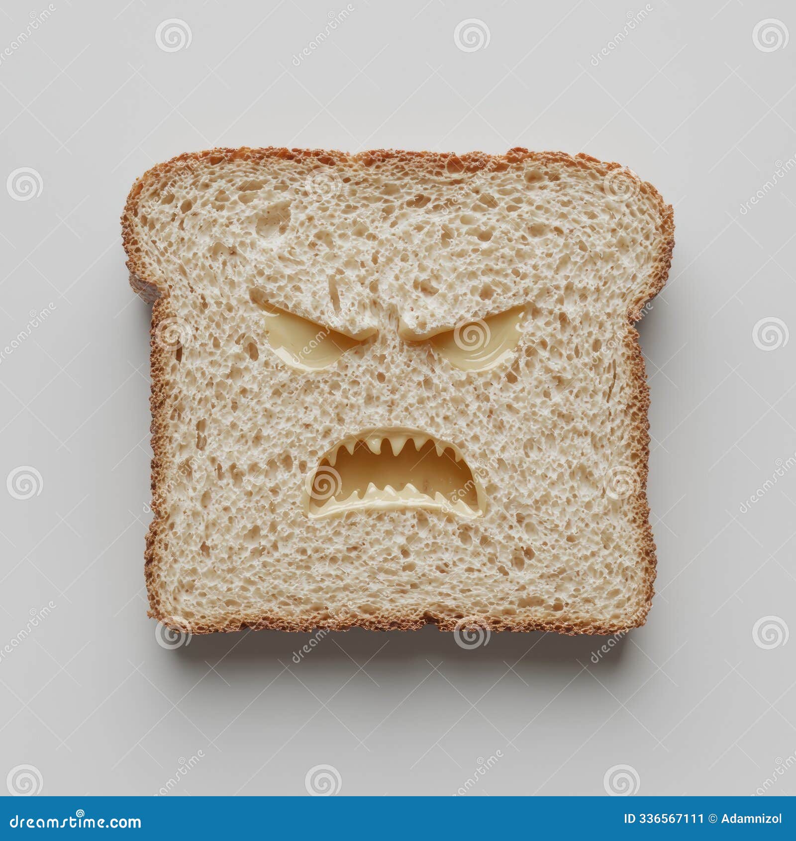 Angry Face Toast with Eyes and Teeth Stock Illustration - Illustration ...