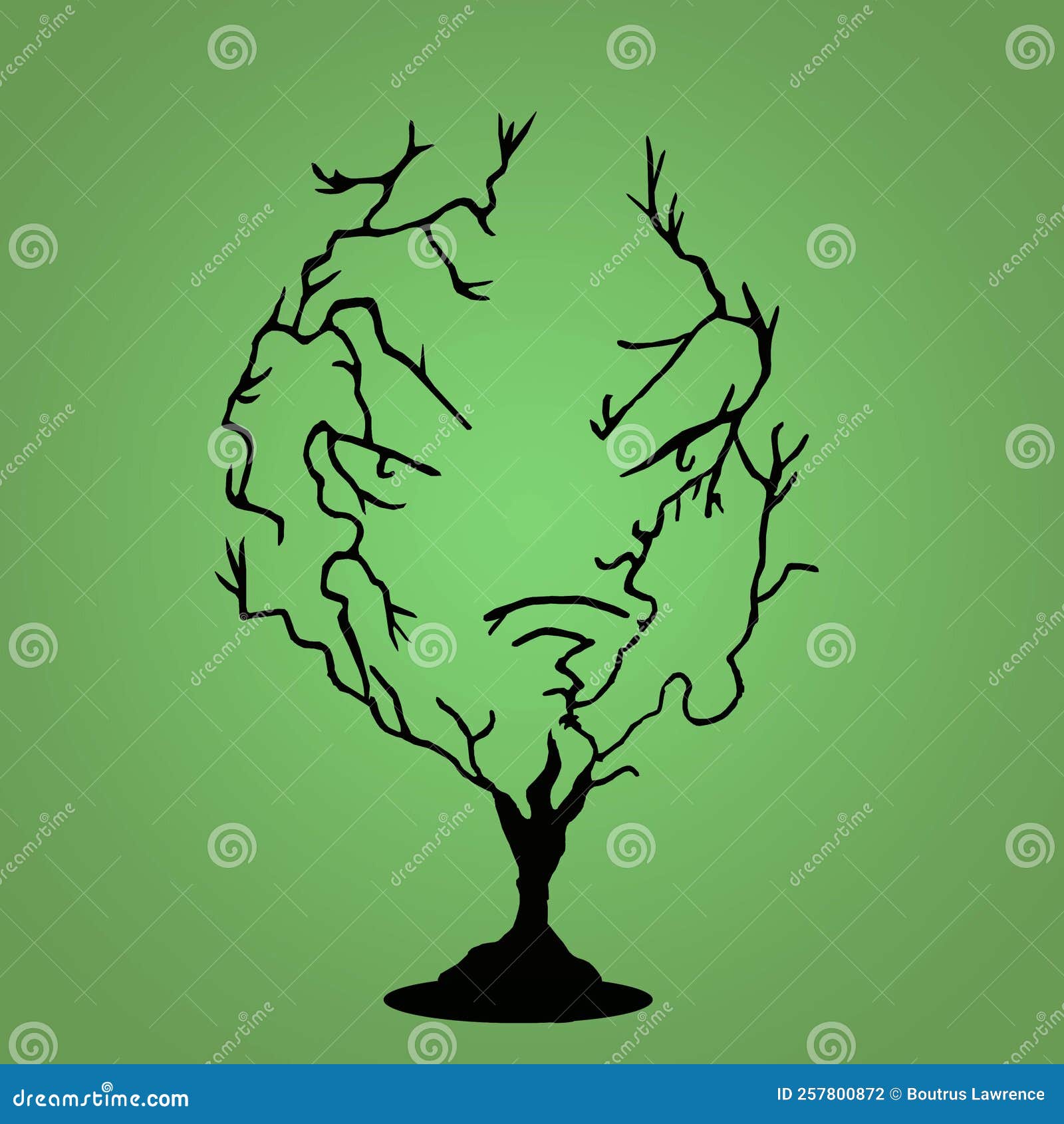 Angry face tree stock illustration. Illustration of degradation - 257800872