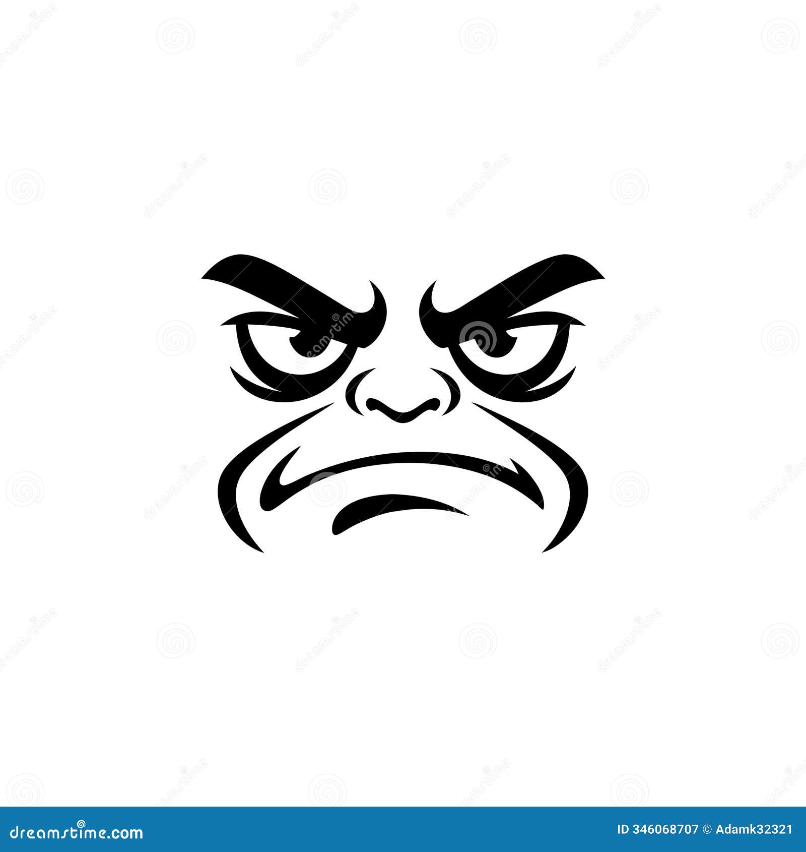 Angry Face Vector Illustration for Expressions and Emotions Designs ...