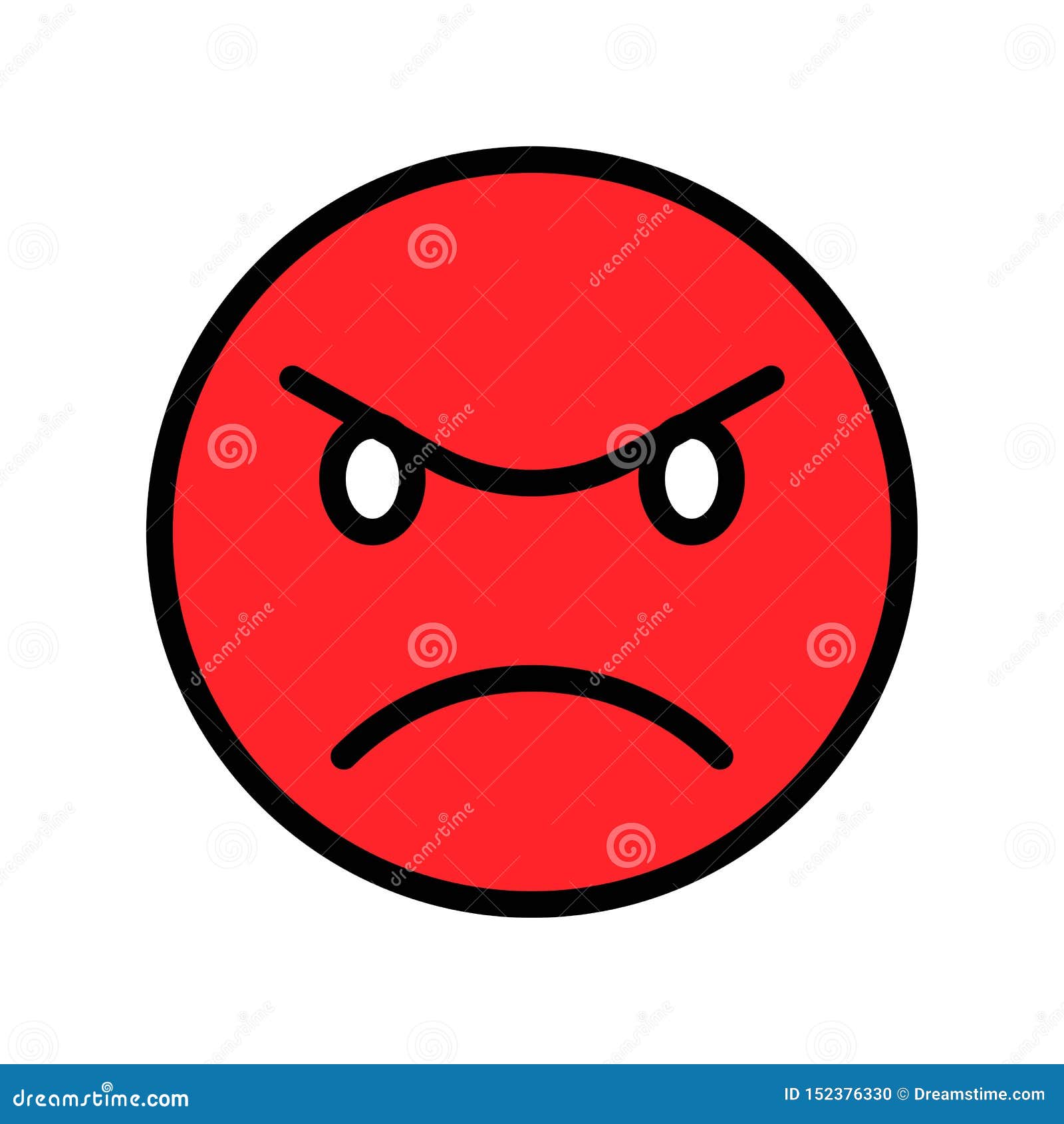 Angry Face Vector Illustration, Filled Style Icon Editable Outline ...