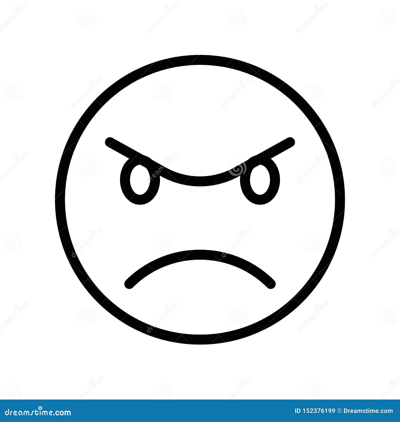 Angry Face Vector Illustration, Line Style Icon Editable Outline Stock ...