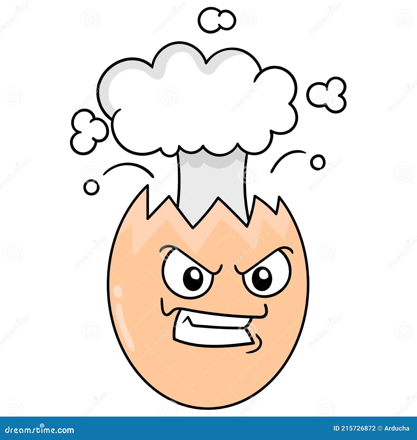 The Angry Faced Broken Egg Exploded Out Of Smoke. Doodle Icon Drawing ...