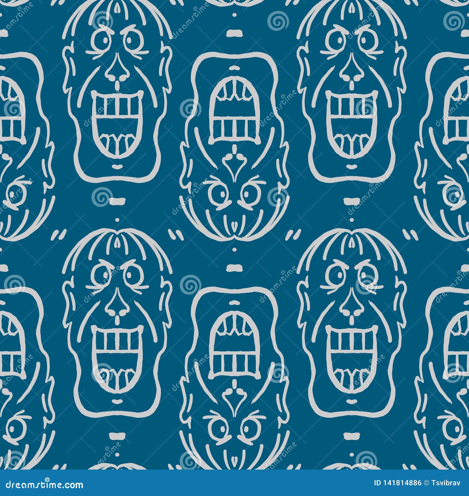 Angry Faces - Hand Drawn Pattern. Stock Illustration - Illustration of ...