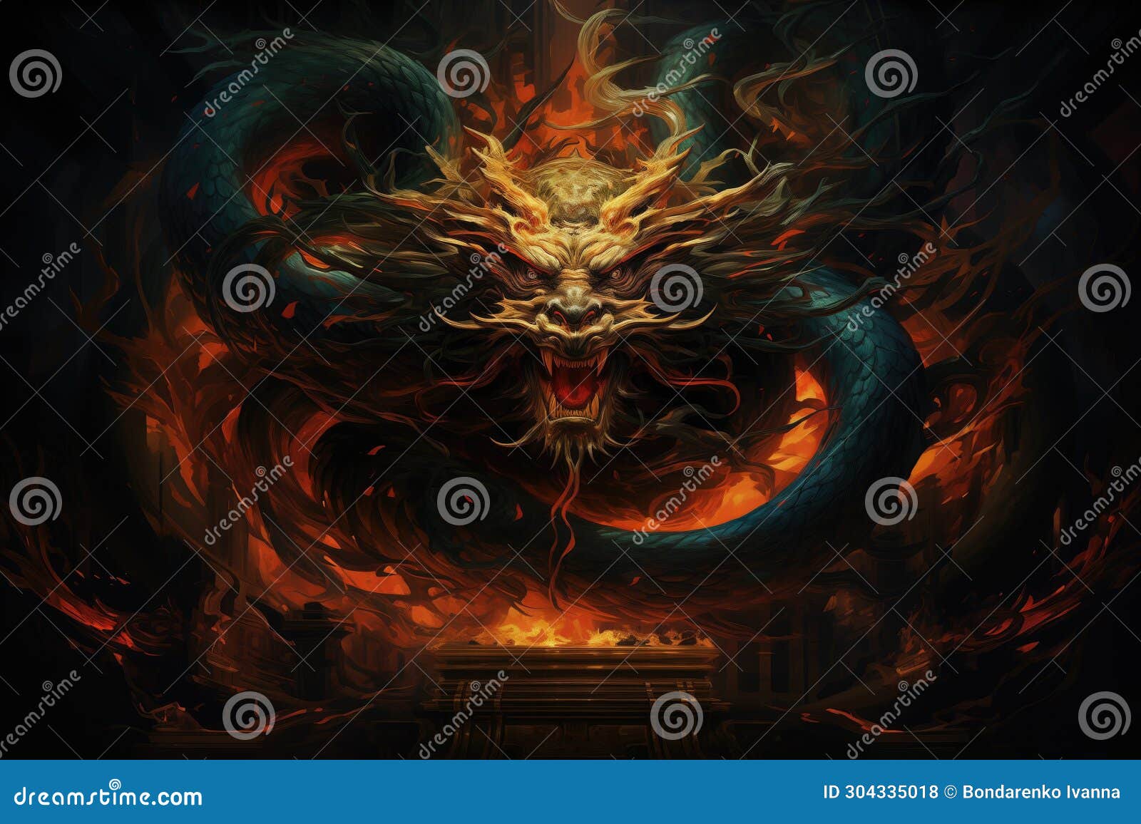 Angry Fantasy Red Dragon Abstract Image Stock Illustration ...
