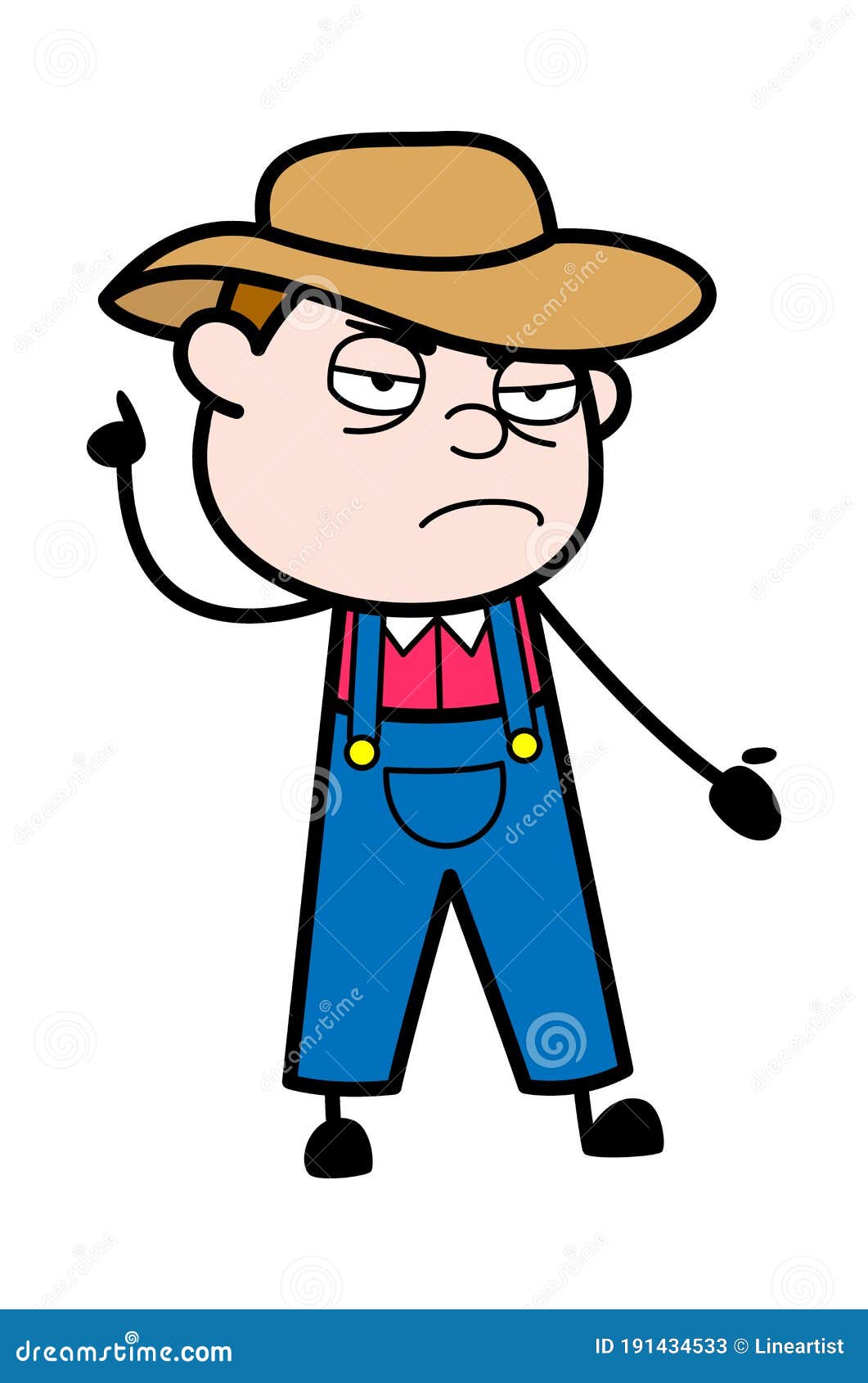 Angry Farmer Cartoon with One Hand Raised Stock Illustration ...